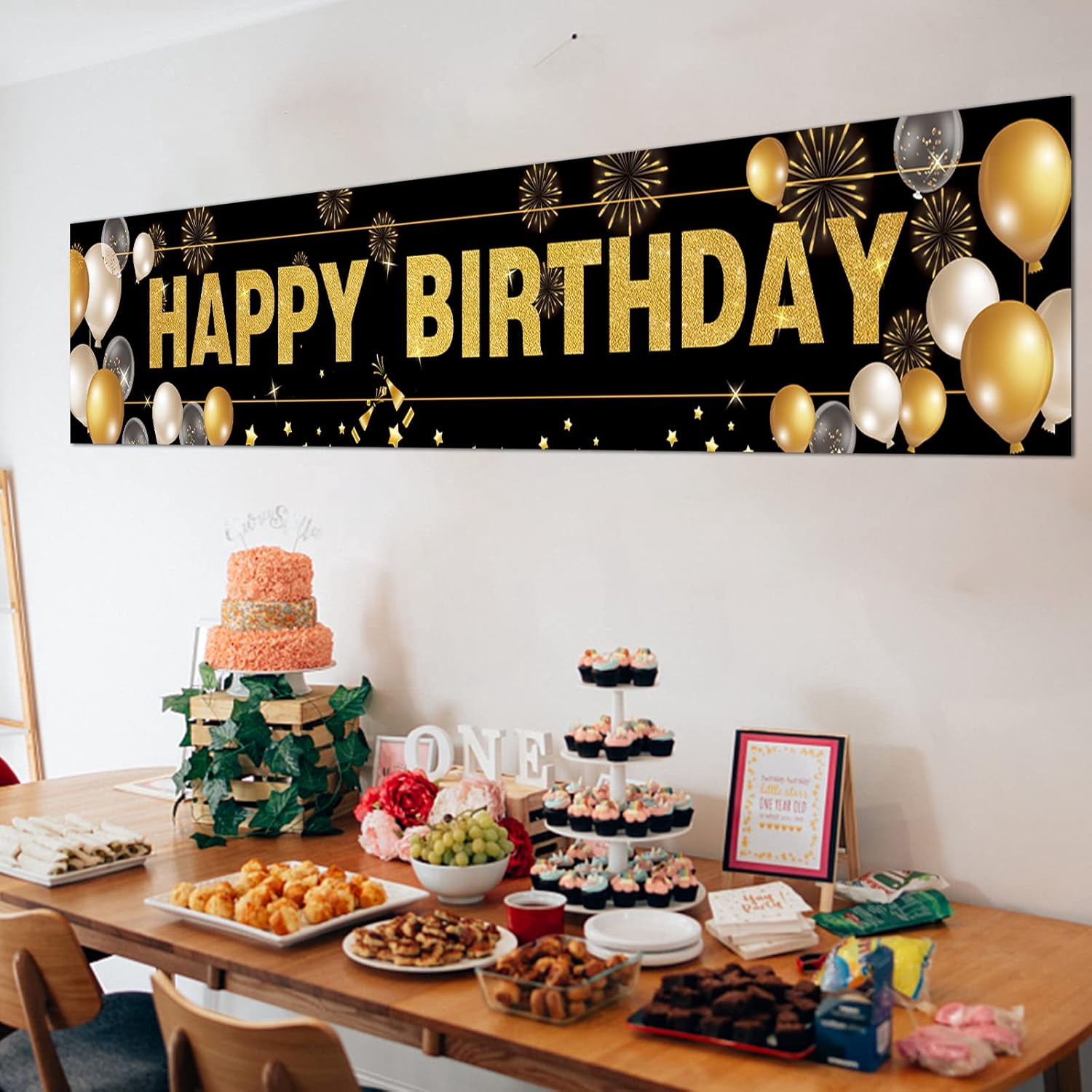 Happy Birthday Yard Banner, Happy Birthday Banner Decorations for Women ...