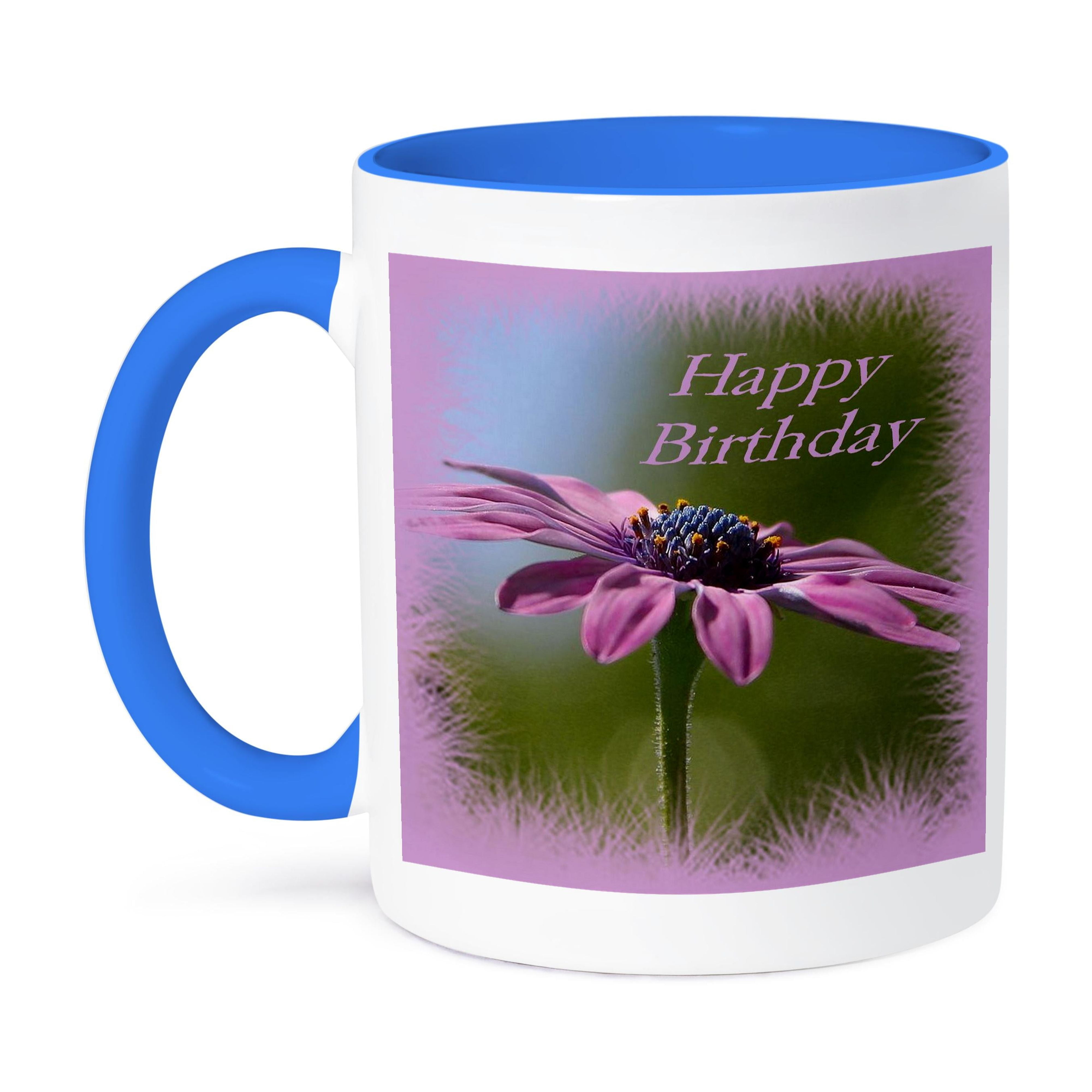 3dRose, Happy Birthday- african daisy, birth flower, daisies, osteospermum, flower symbol, 15oz ...