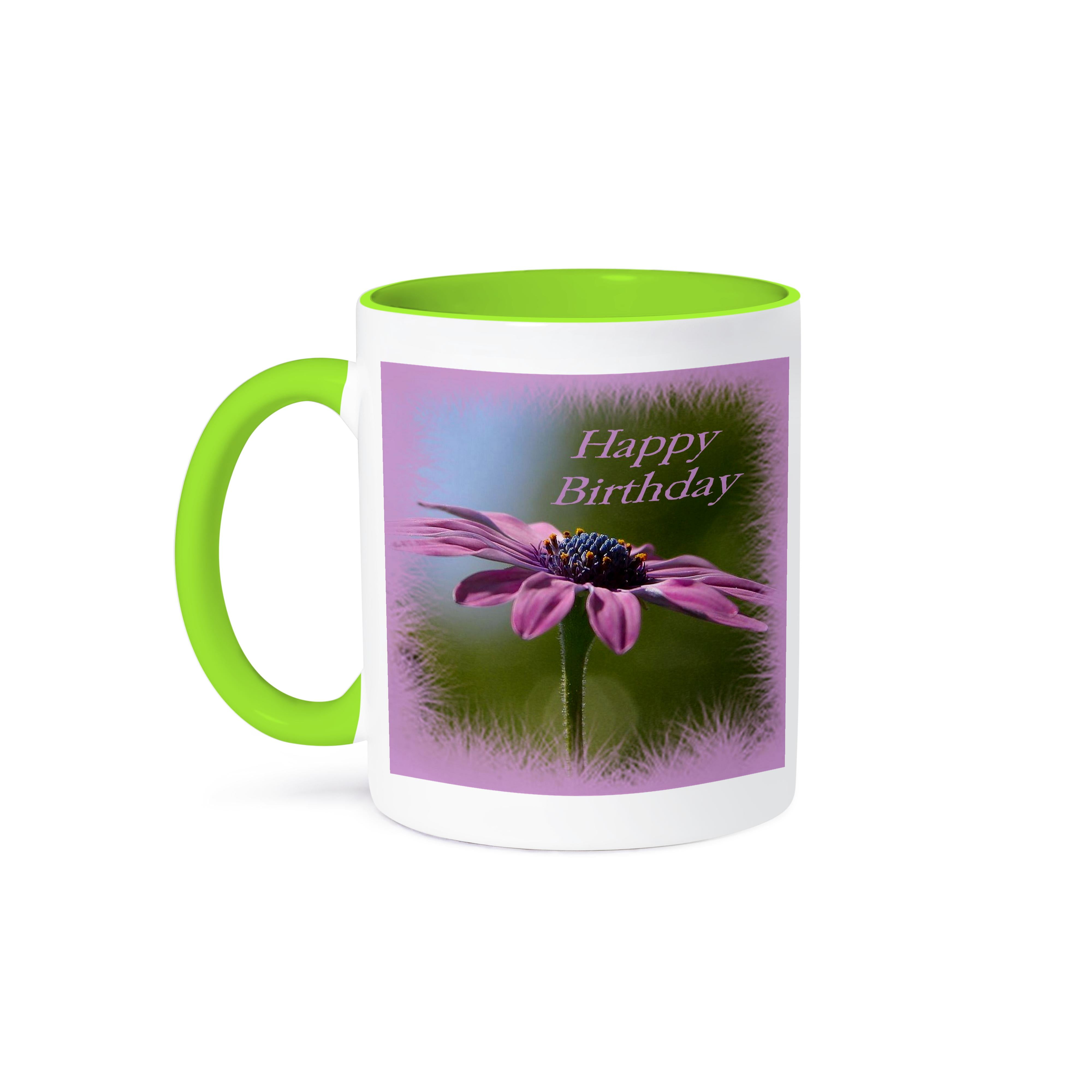 3dRose, Happy Birthday- african daisy, birth flower, daisies, osteospermum, flower symbol, 15oz ...