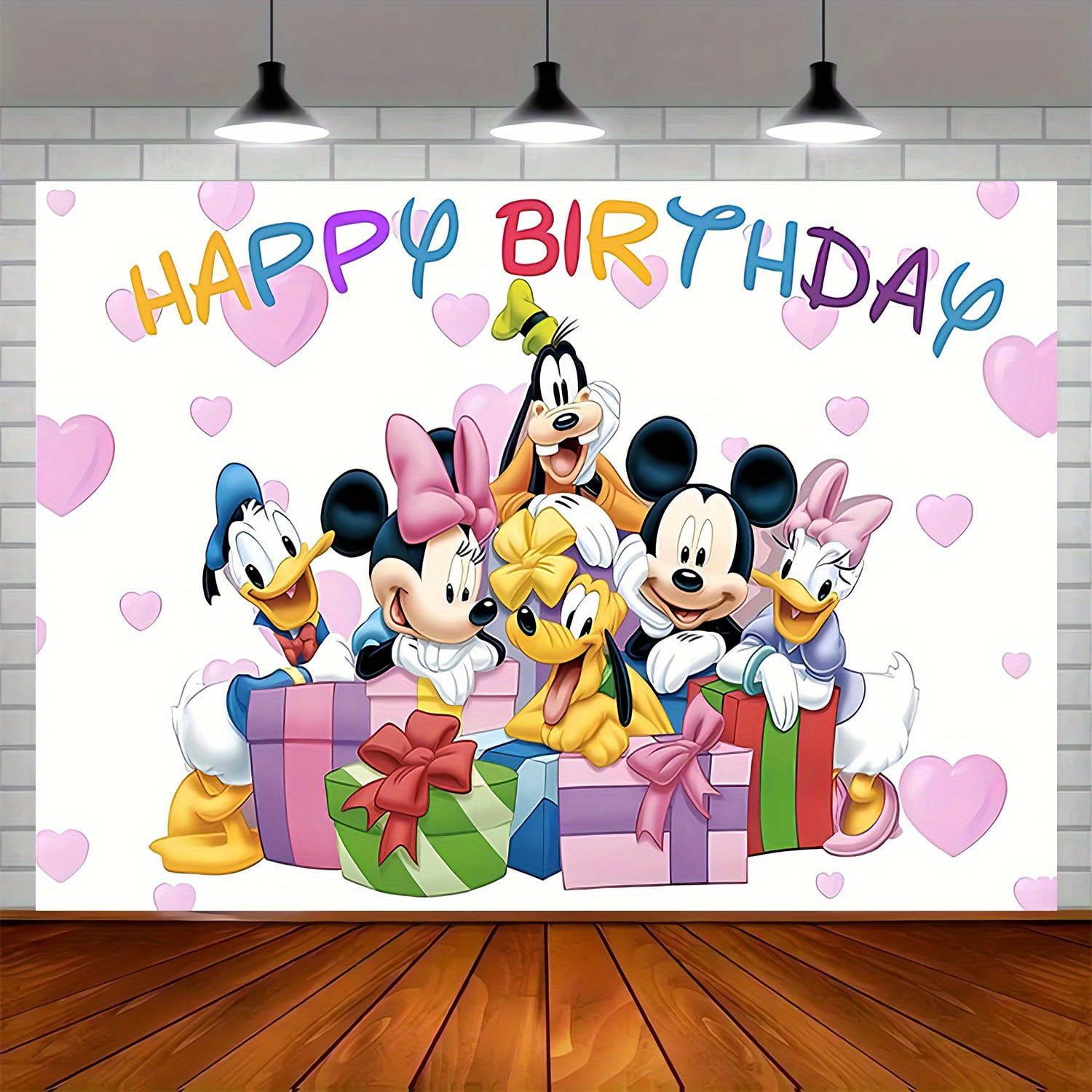 Happy Birthday banners with Mickey Mouse, Minnie, Donald Duck Party ...
