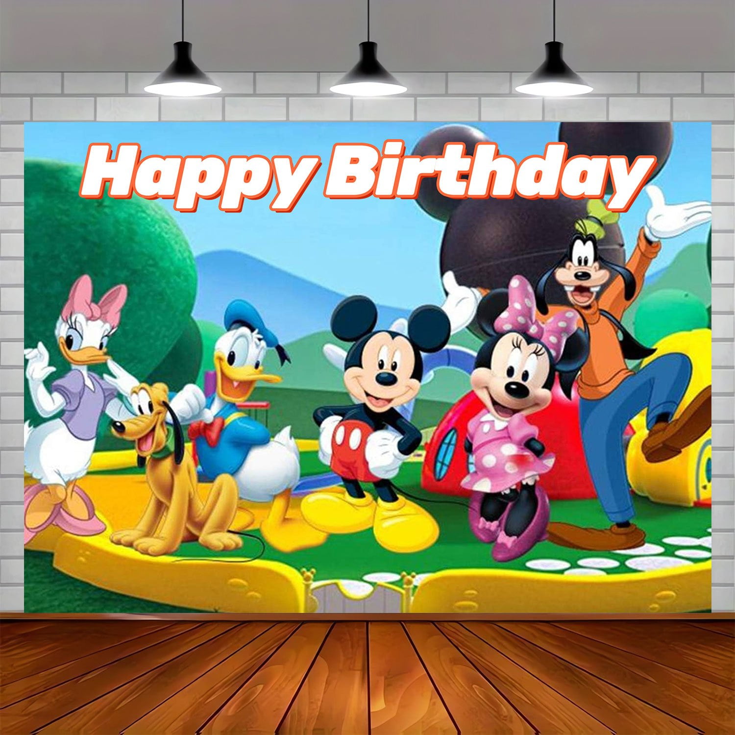 Happy Birthday banners with Mickey Mouse, Minnie, Donald Duck Party ...