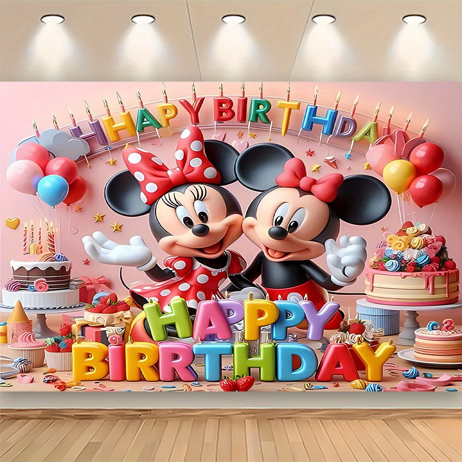 Happy Birthday banners with Mickey Mouse, Minnie, Donald Duck Party ...