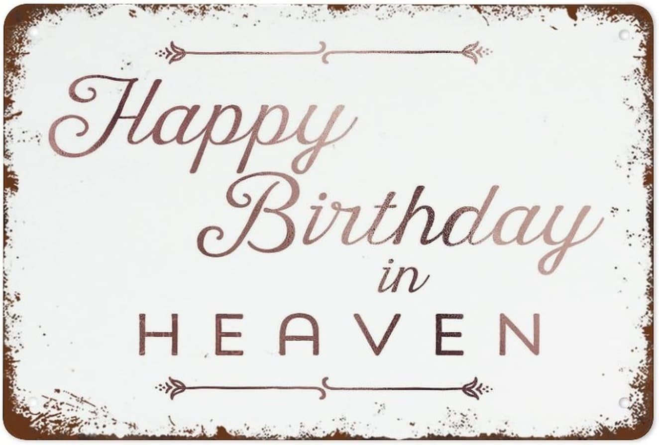 Happy Birthday in Heaven Print, Rose Gold Birthday Memorial Sign ...