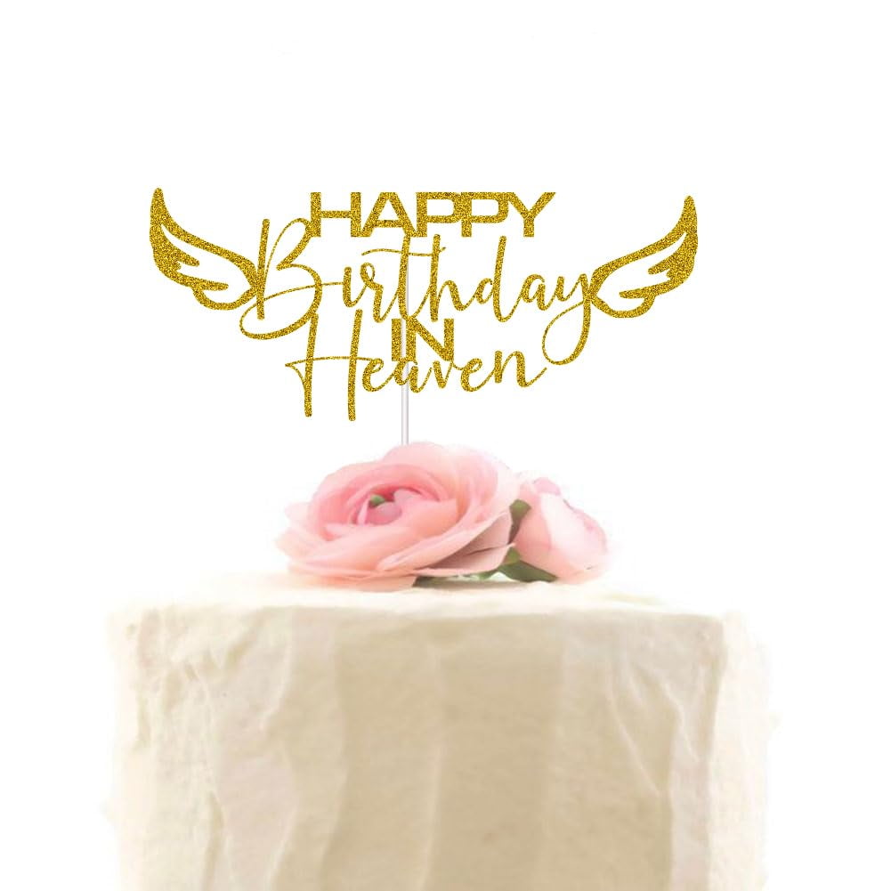 Happy Birthday inITSC Heaven with Angel Wings Cake Topper for Birthday ...