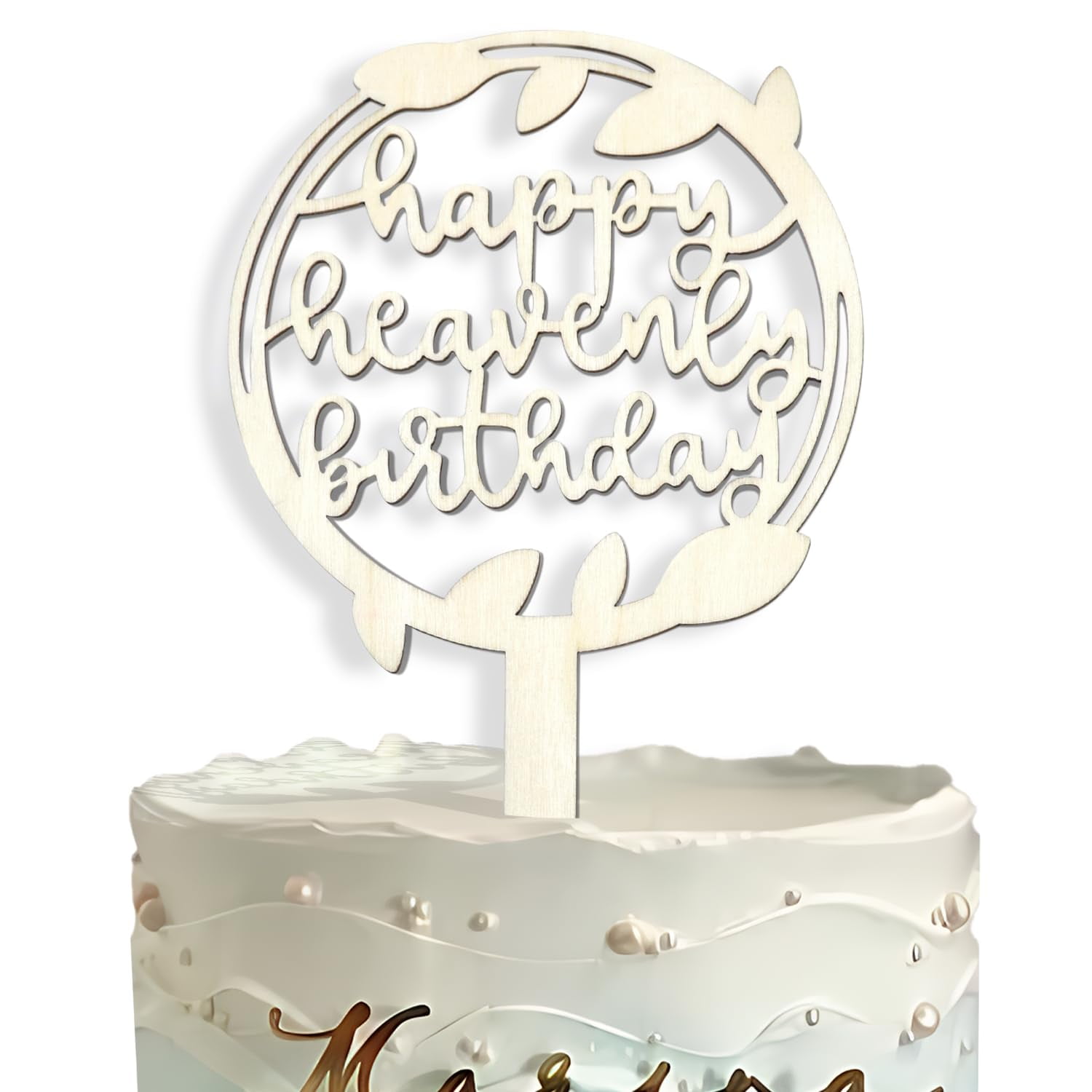 Happy Birthday inTRDN Heaven Cake Topper - Wooden Memorial Decor for ...