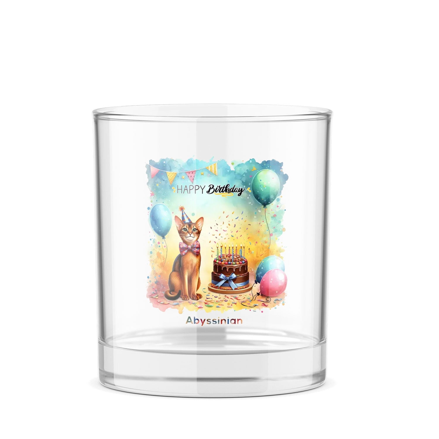 Happy Birthday to Abyssinian Kitten Party Balloons Cake 11oz Whiskey ...