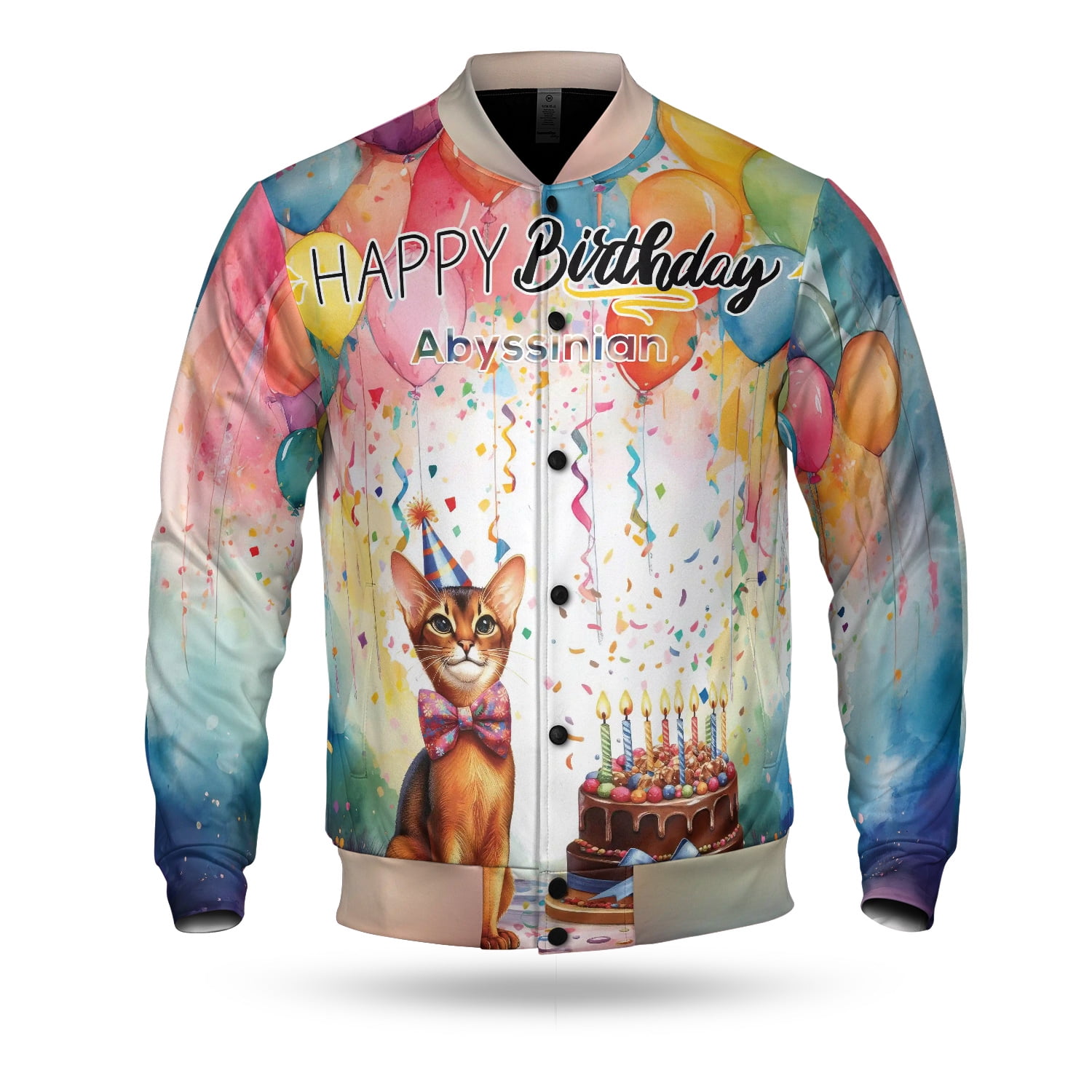 Happy Birthday to Abyssinian Kitten Party Balloons Cake All Over Print ...