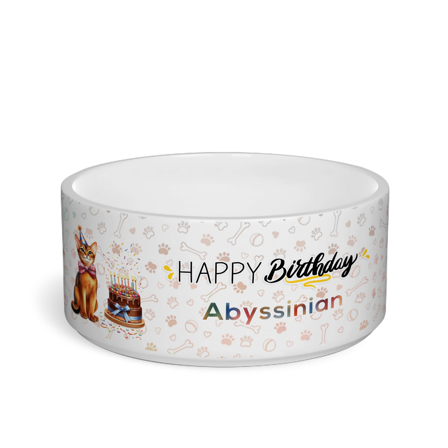 Happy Birthday to Abyssinian Kitten Party Balloons Cake Ceramic Pet ...