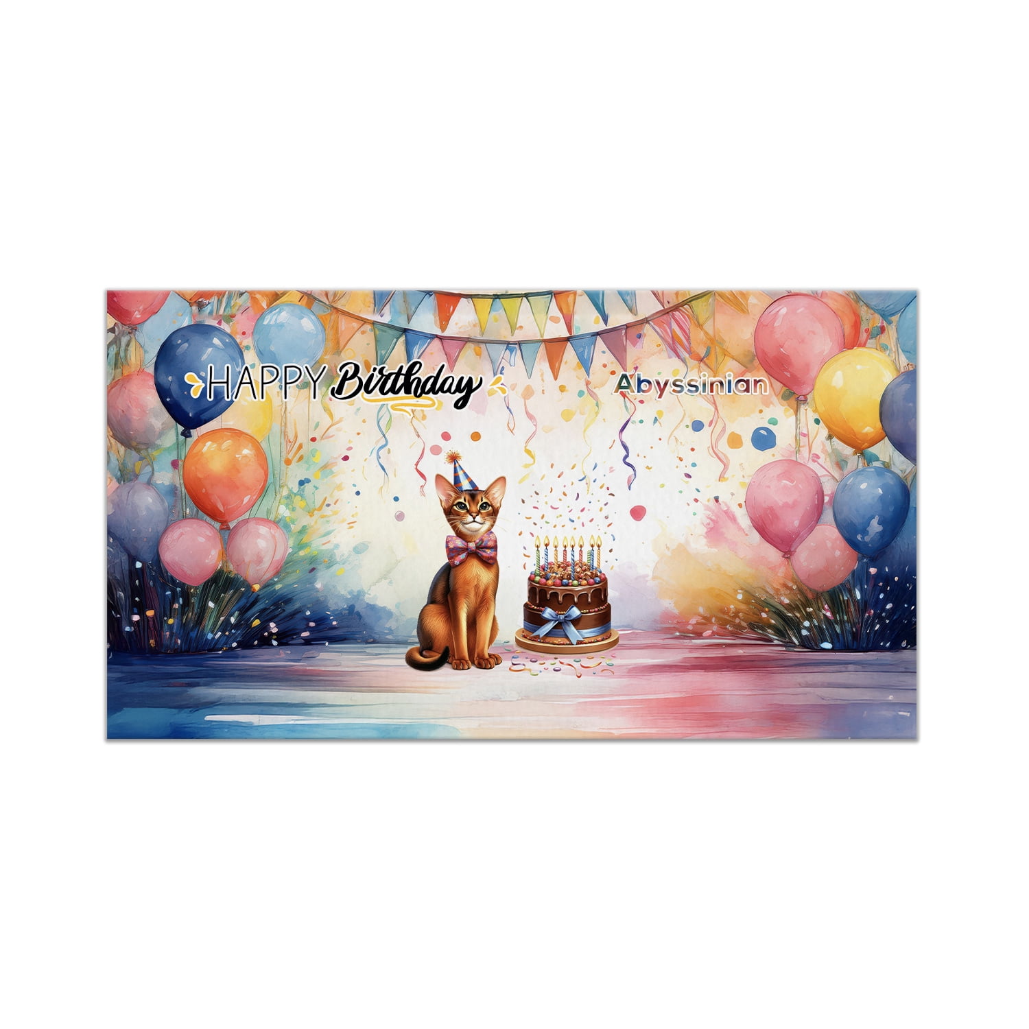 Happy Birthday to Abyssinian Kitten Party Balloons Cake Doormat Cat ...
