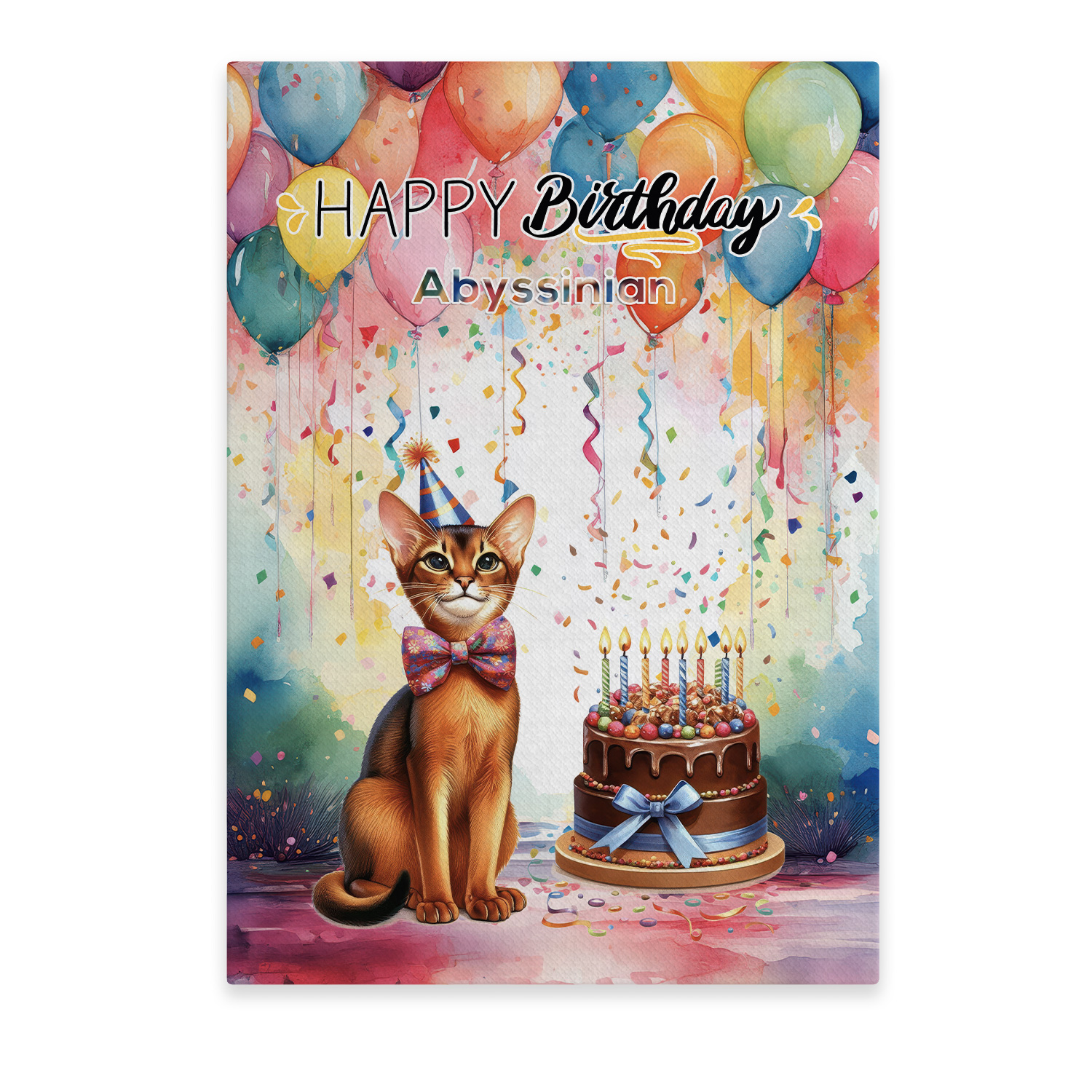 Happy Birthday to Abyssinian Kitten Party Balloons Cake Vertical Matte ...