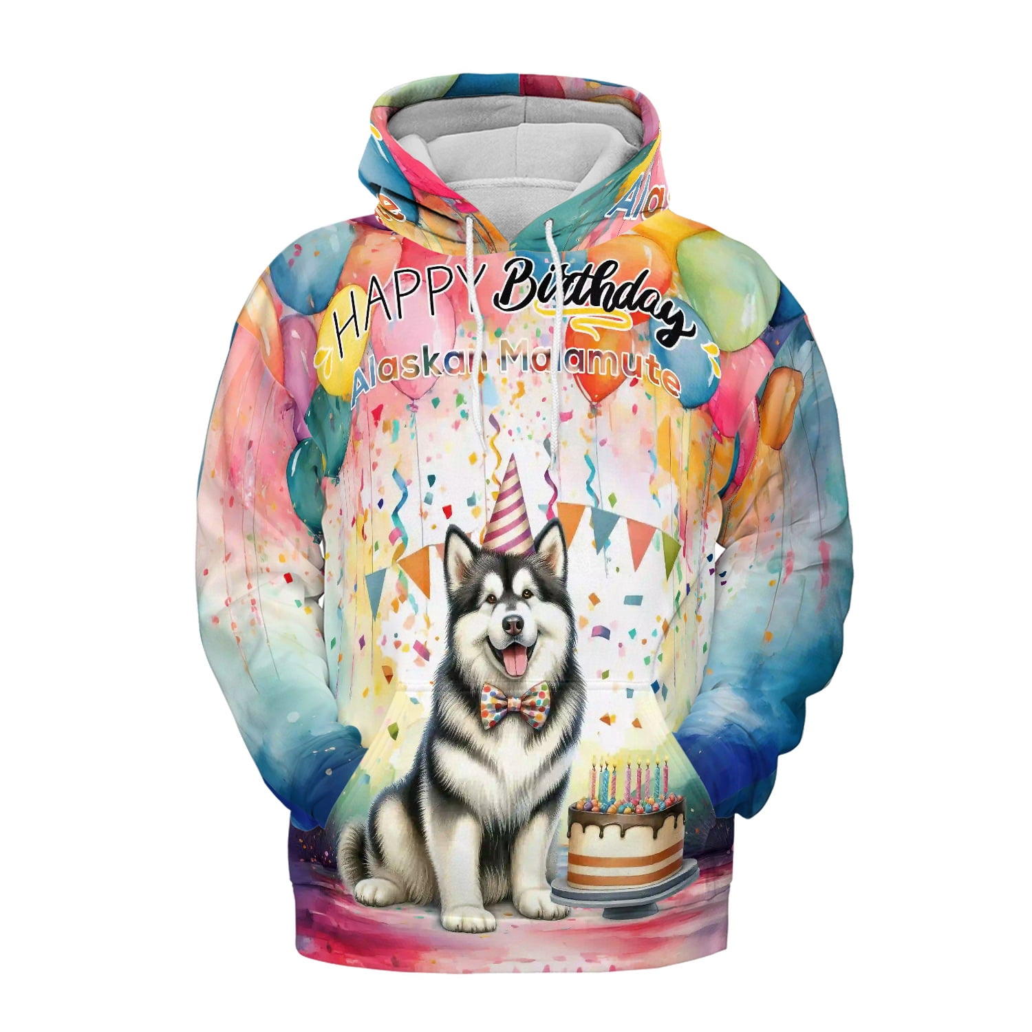 Happy Birthday to Alaskan Malamute Kitten Party Balloons Cake All Over ...