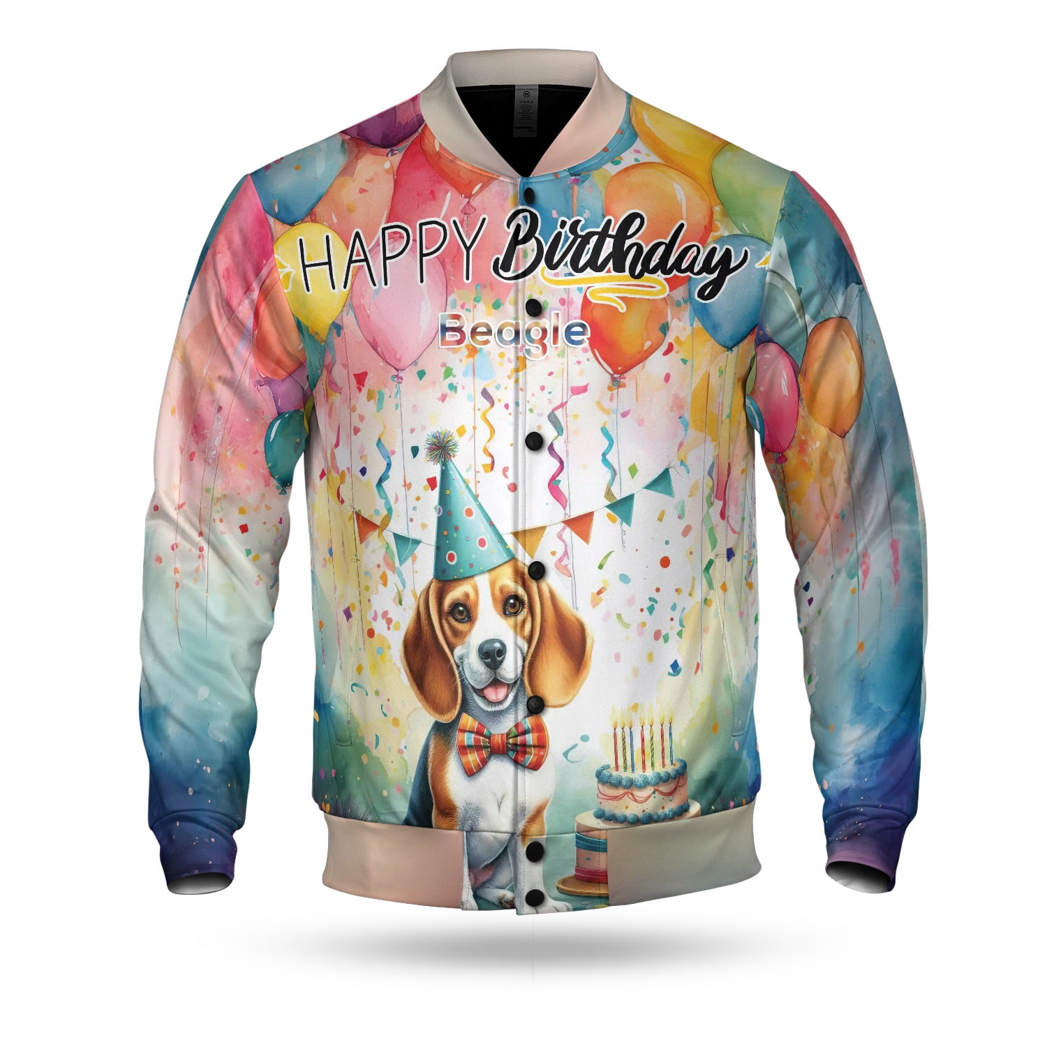 Happy Birthday to Beagle Kitten Party Balloons Cake All Over Print 3D ...