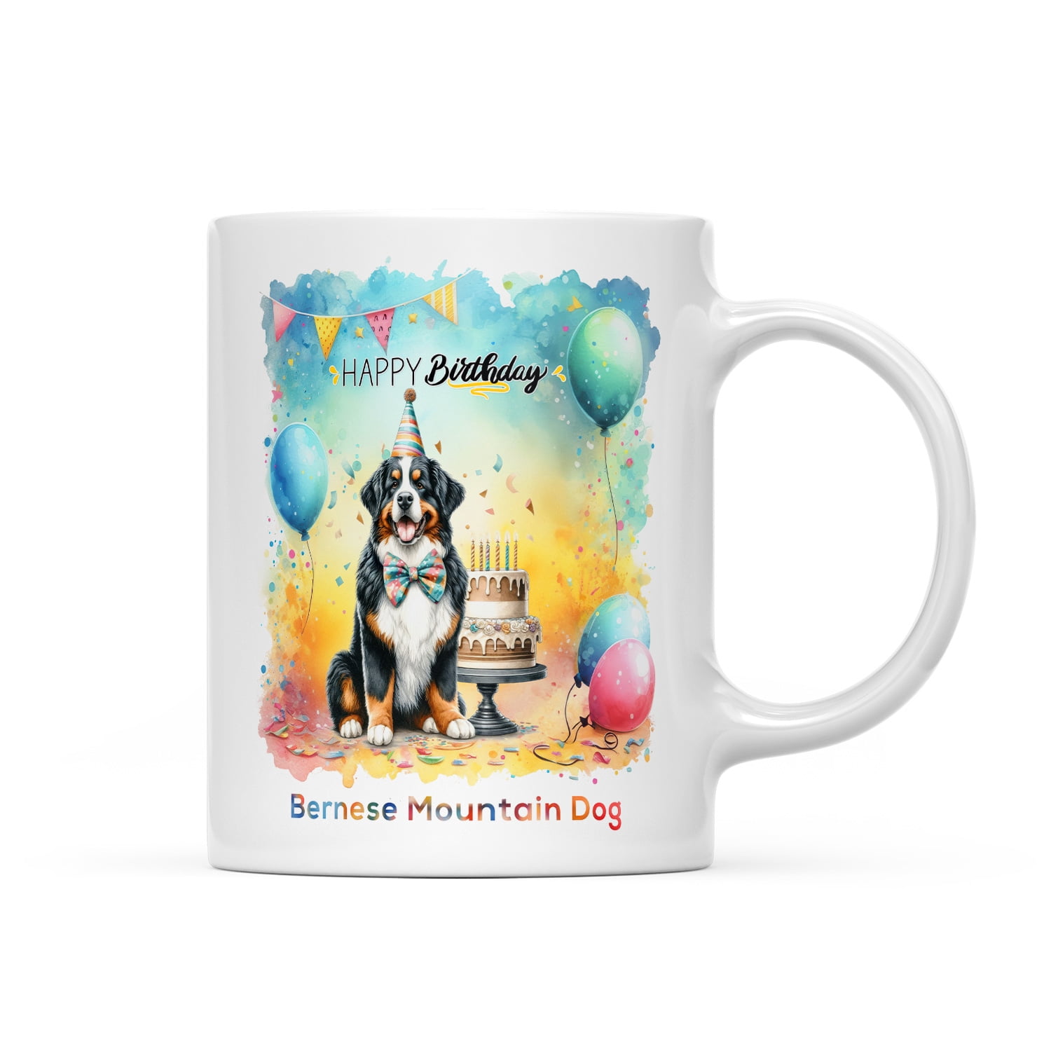 Happy Birthday to Bernese Mountain Dog Kitten Party Balloons Cake Mug ...