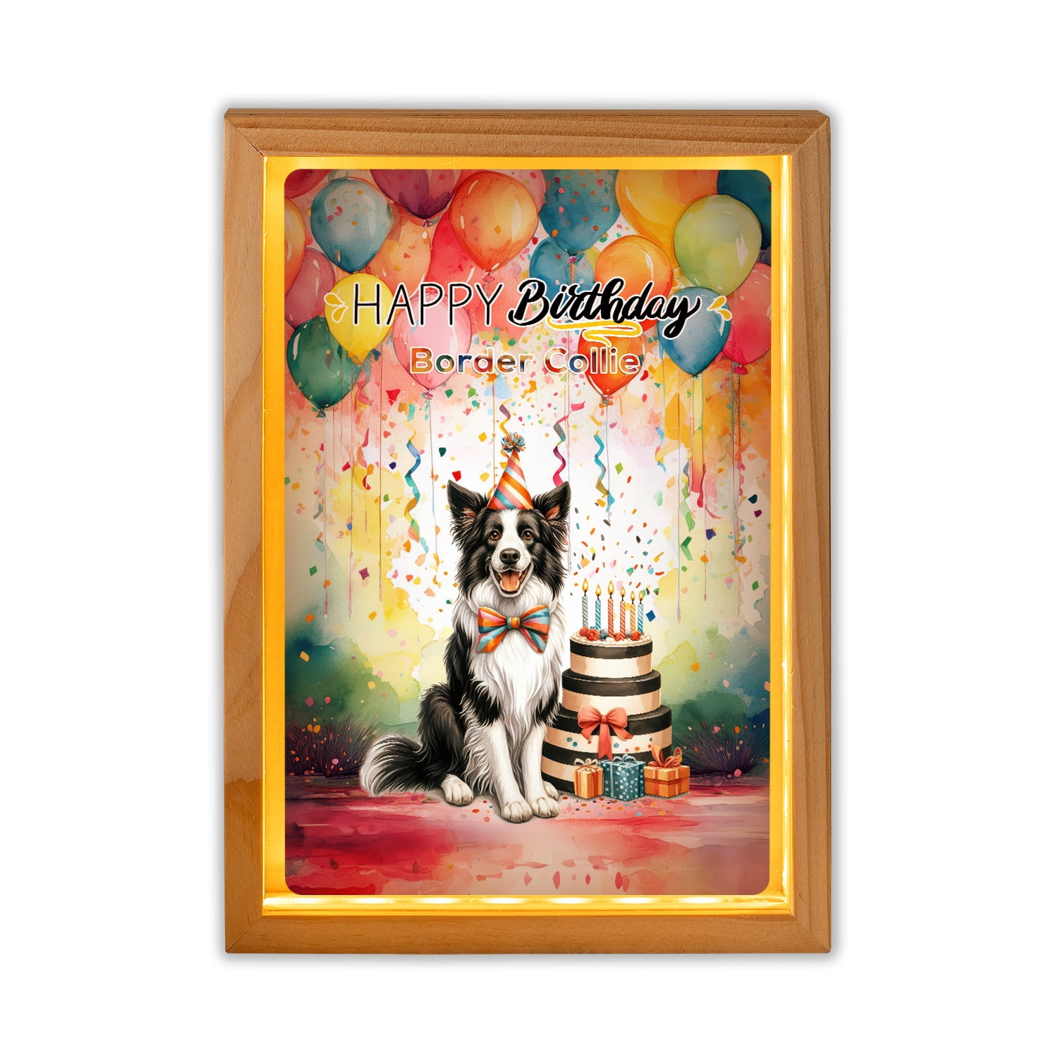 Happy Birthday to Border Collie Kitten Party Balloons Cake Acrylic ...