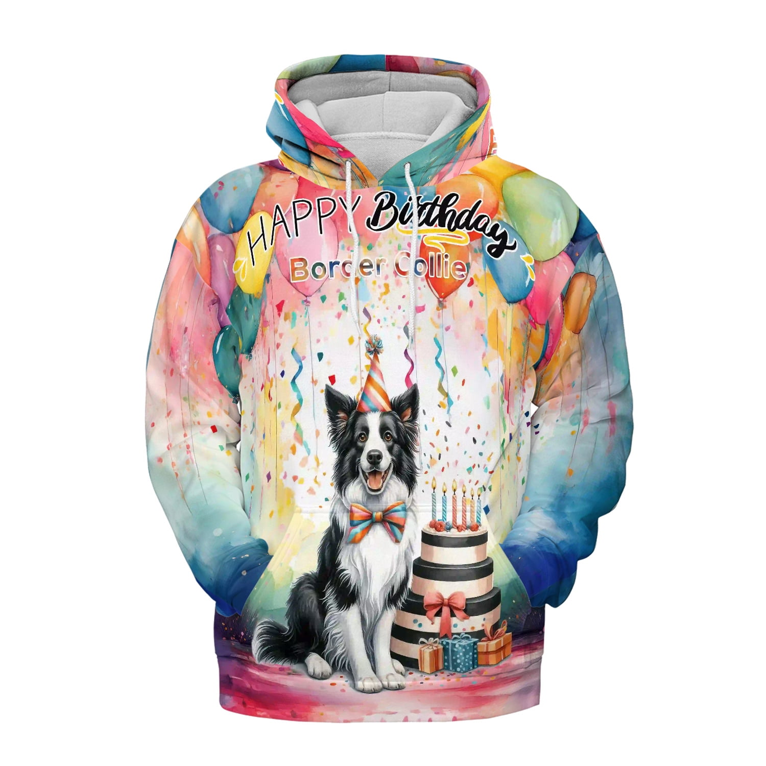 Happy Birthday to Border Collie Kitten Party Balloons Cake All Over ...