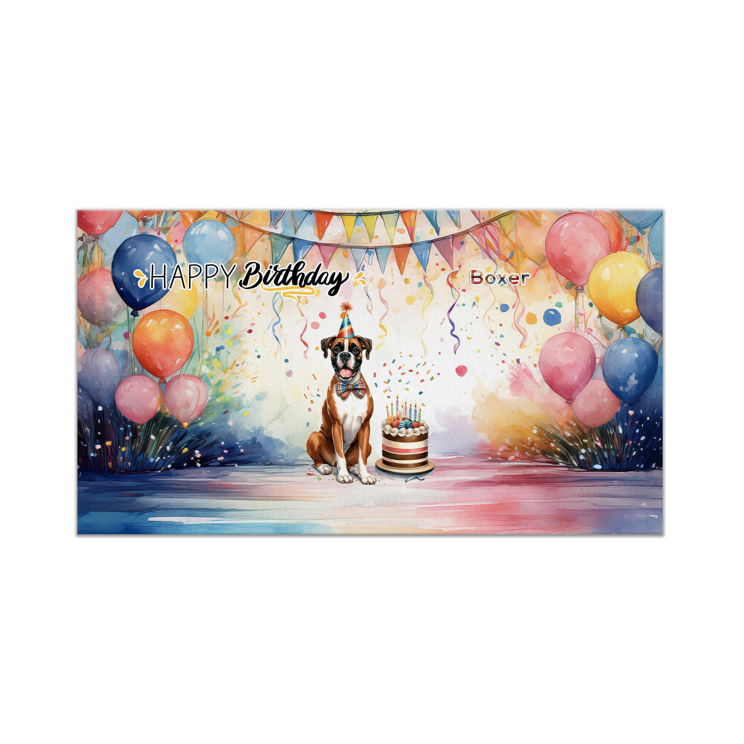 Happy Birthday to Boxer Kitten Party Balloons Cake Doormat Boxers Dog ...