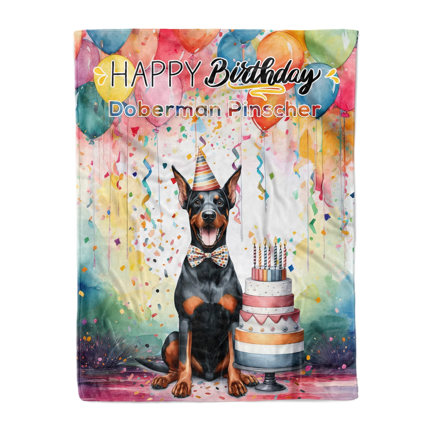 Happy Birthday to Doberman Pinscher Kitten Party Balloons Cake Cozy ...