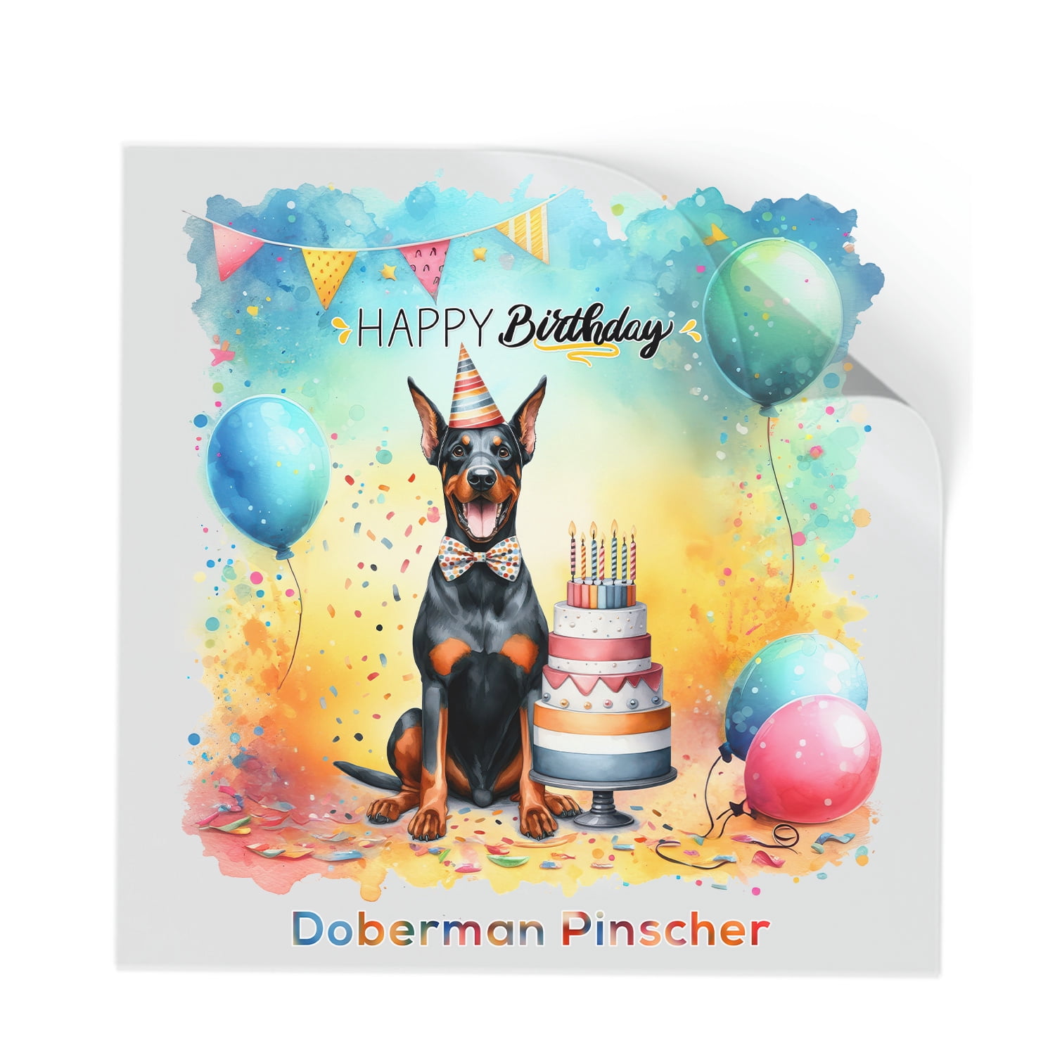 Happy Birthday to Doberman Pinscher Kitten Party Balloons Cake Cutout ...