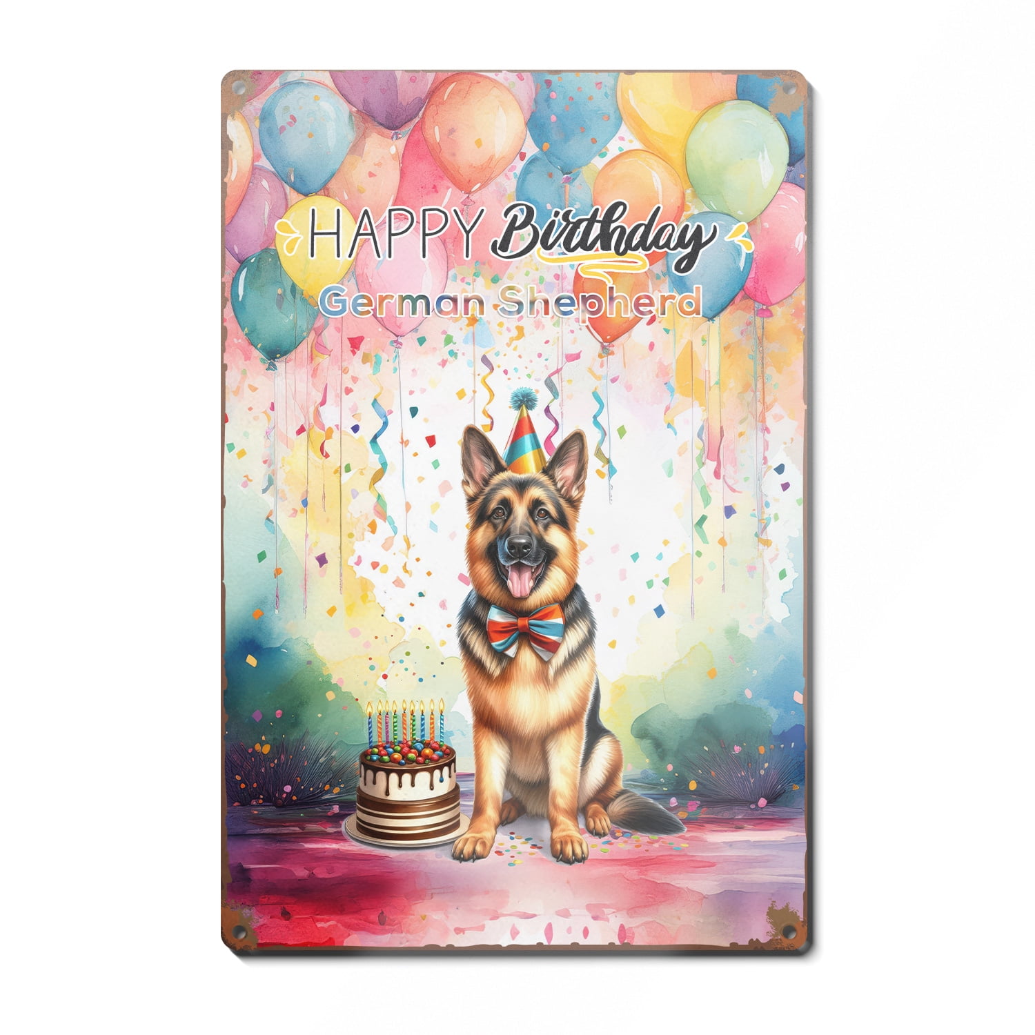 Happy Birthday to German Shepherd Kitten Party Balloons Cake Vertical ...