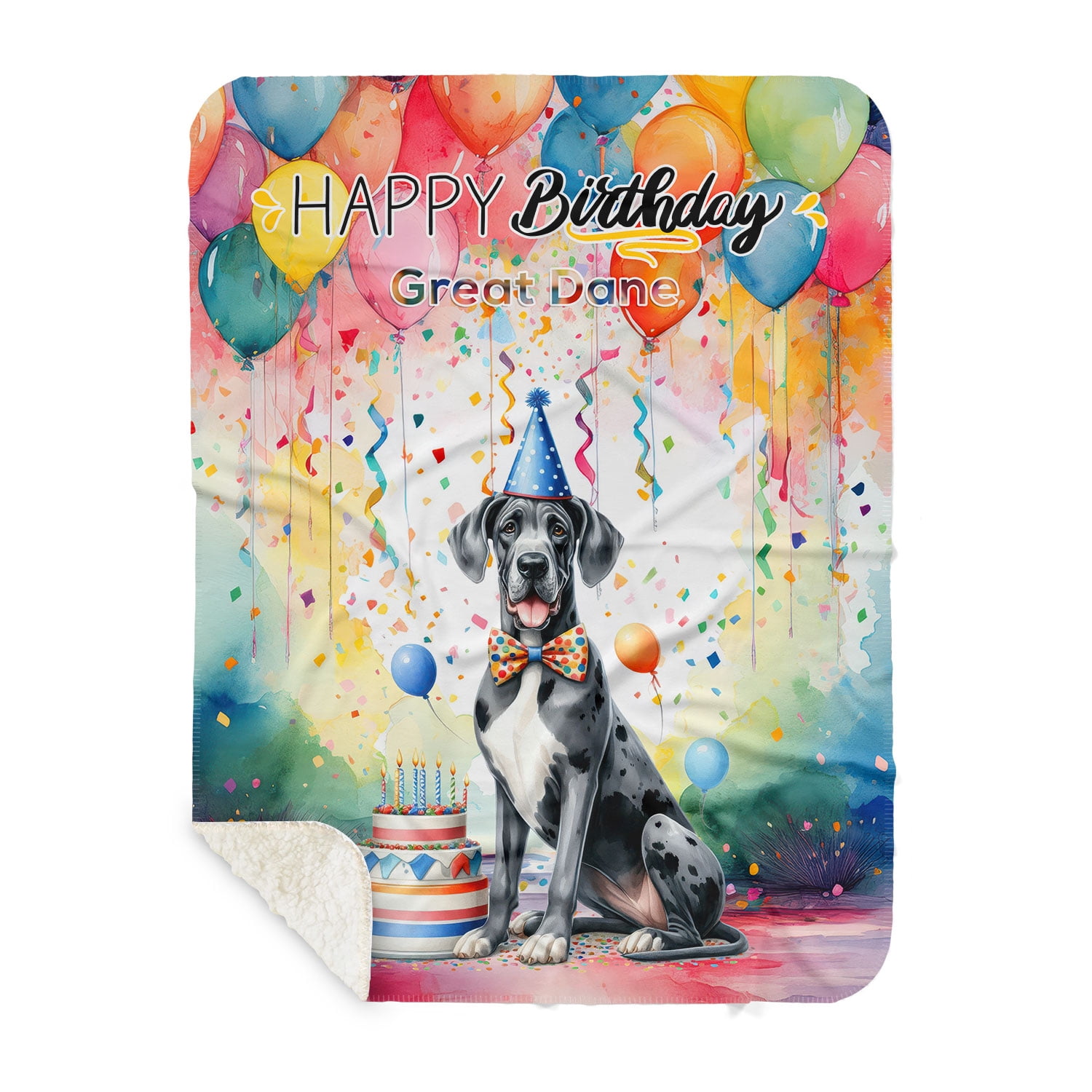 Happy Birthday to Great Dane Kitten Party Balloons Cake Cozy Sherpa ...