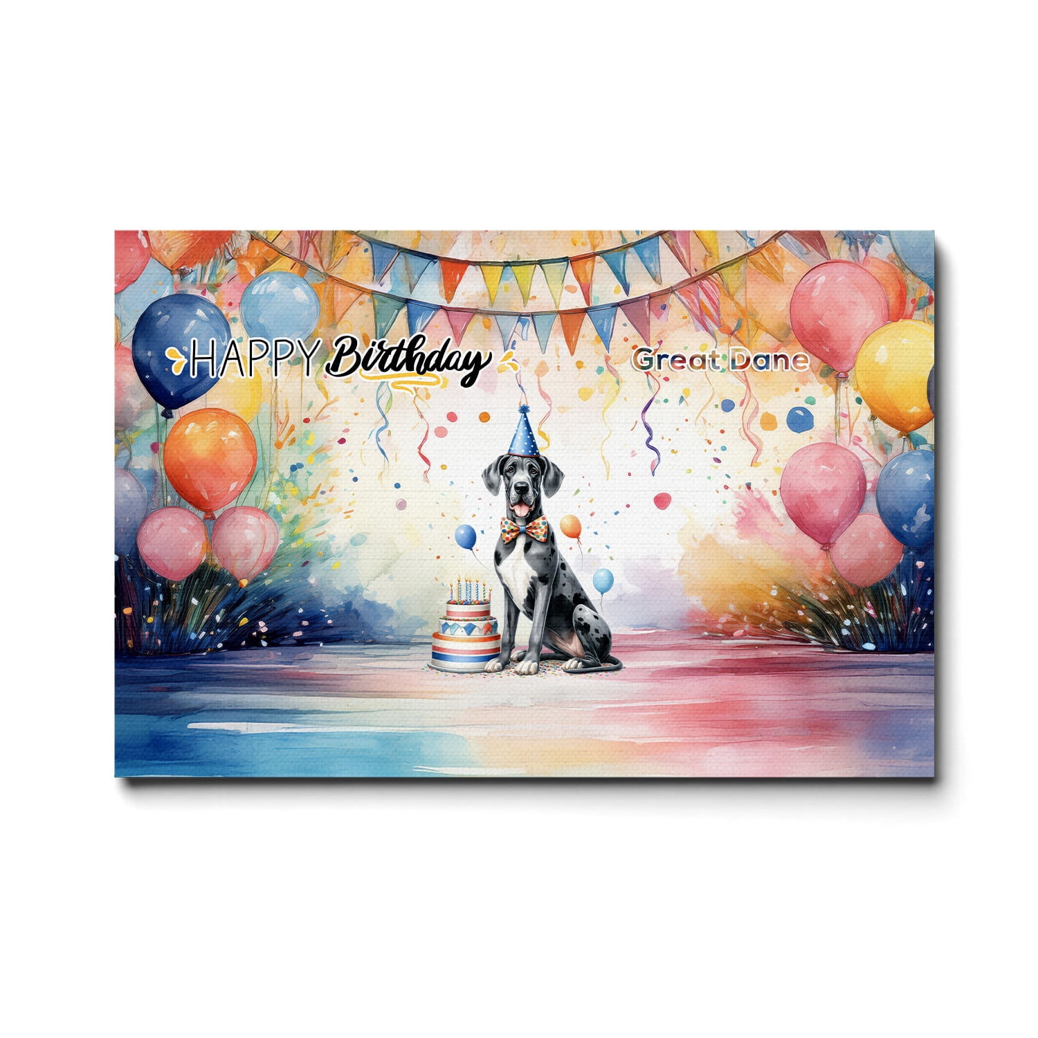 Happy Birthday to Great Dane Kitten Party Balloons Cake Horizontal ...