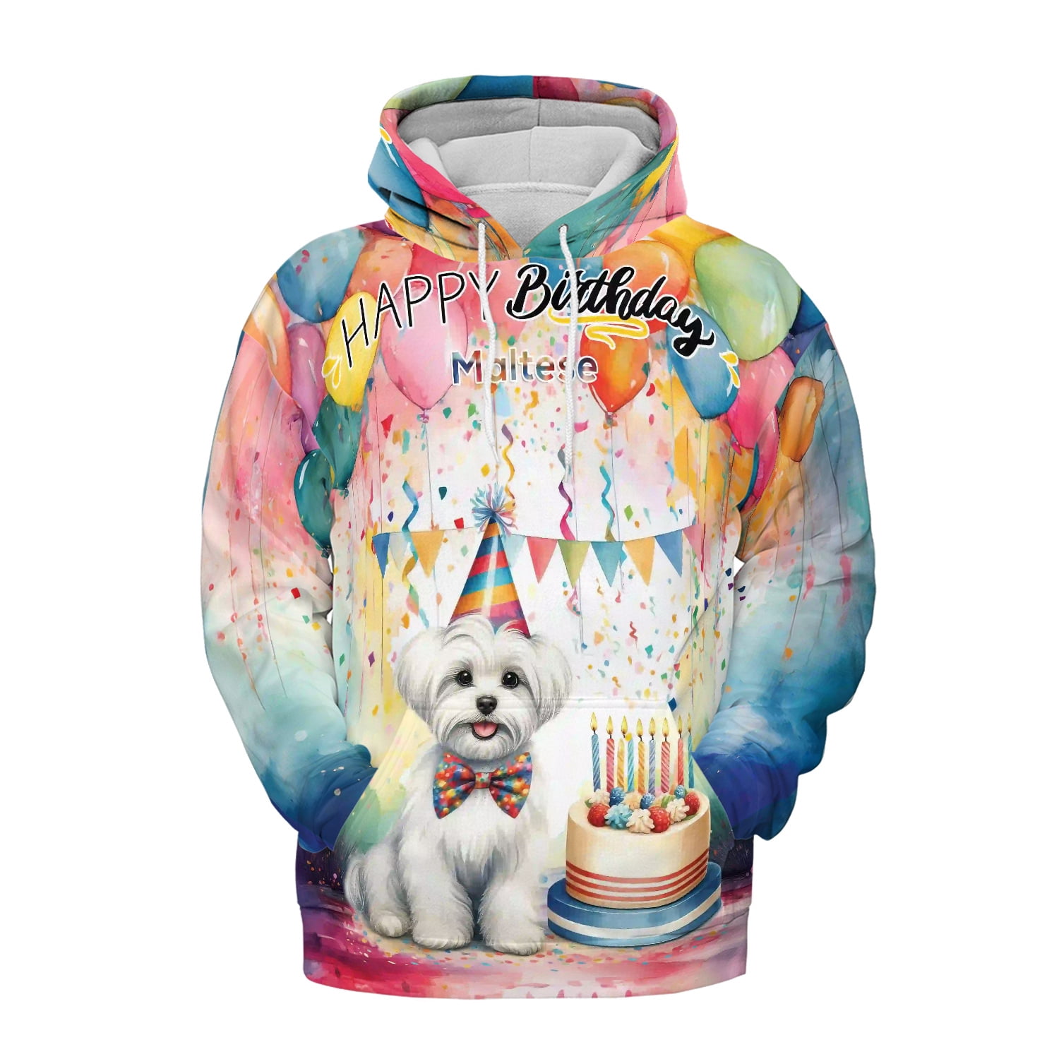 Happy Birthday to Maltese Kitten Party Balloons Cake All Over Print 3D ...