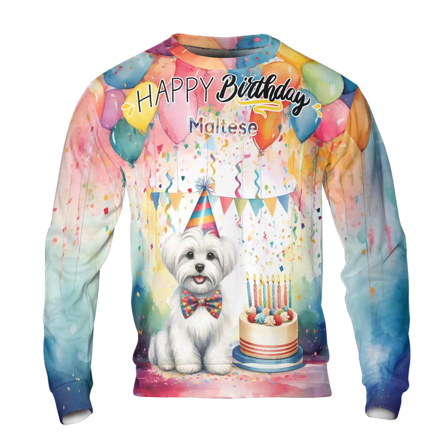Happy Birthday to Maltese Kitten Party Balloons Cake All Over Print 3D ...