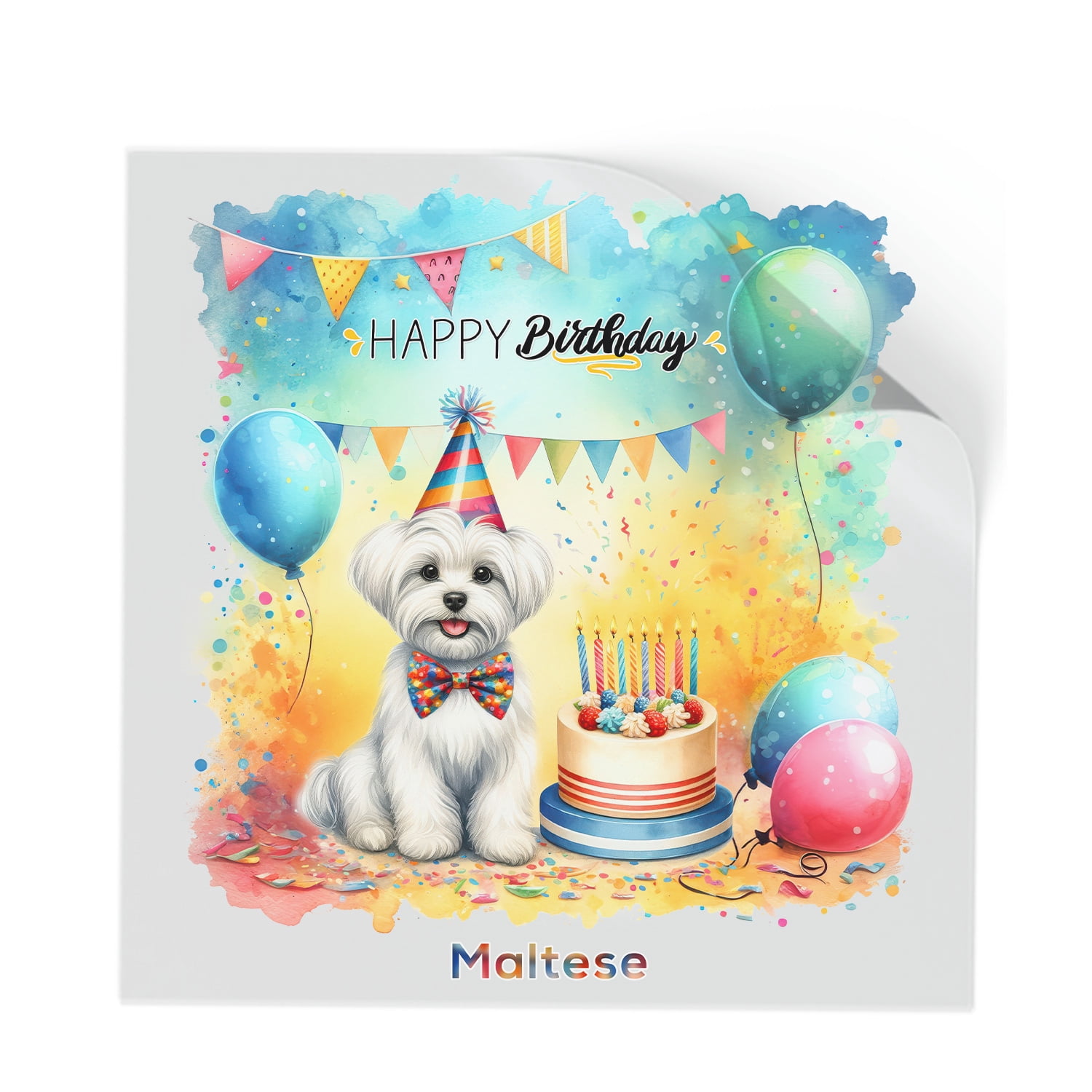 Happy Birthday to Maltese Kitten Party Balloons Cake Cutout Transfer ...