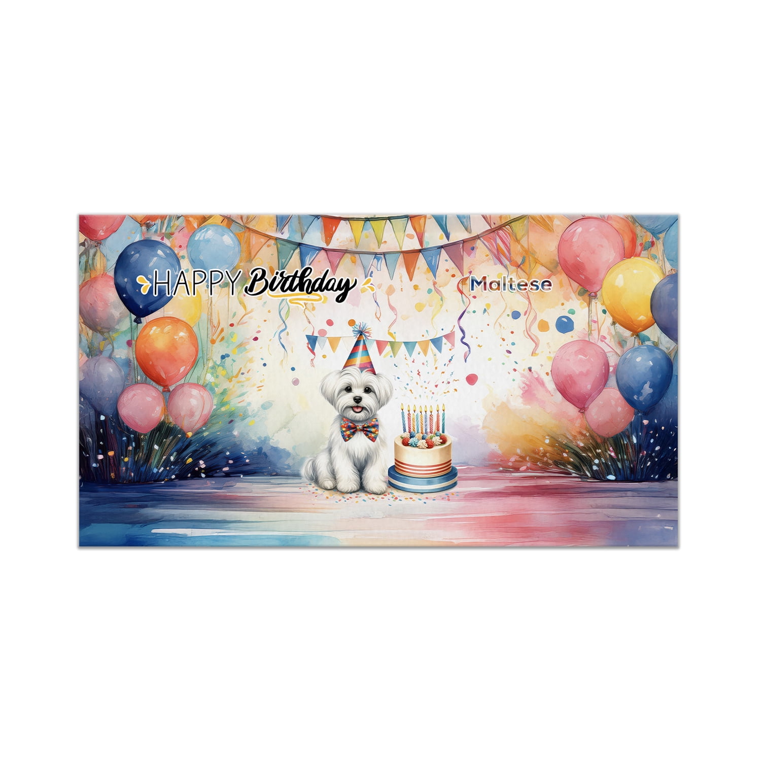 Happy Birthday to Maltese Kitten Party Balloons Cake Doormat Maltese ...