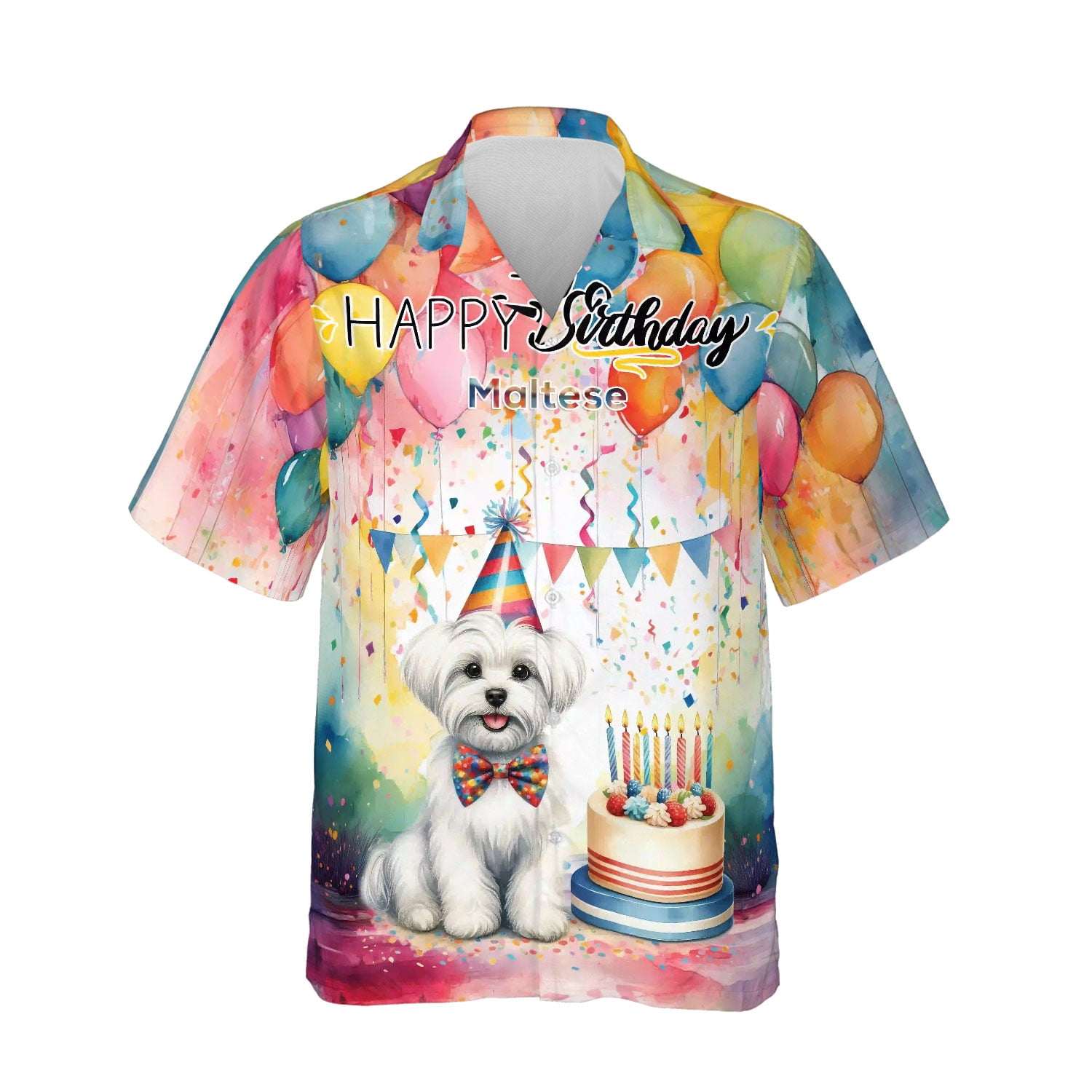 Happy Birthday to Maltese Kitten Party Balloons Cake Hawaiian Shirt ...