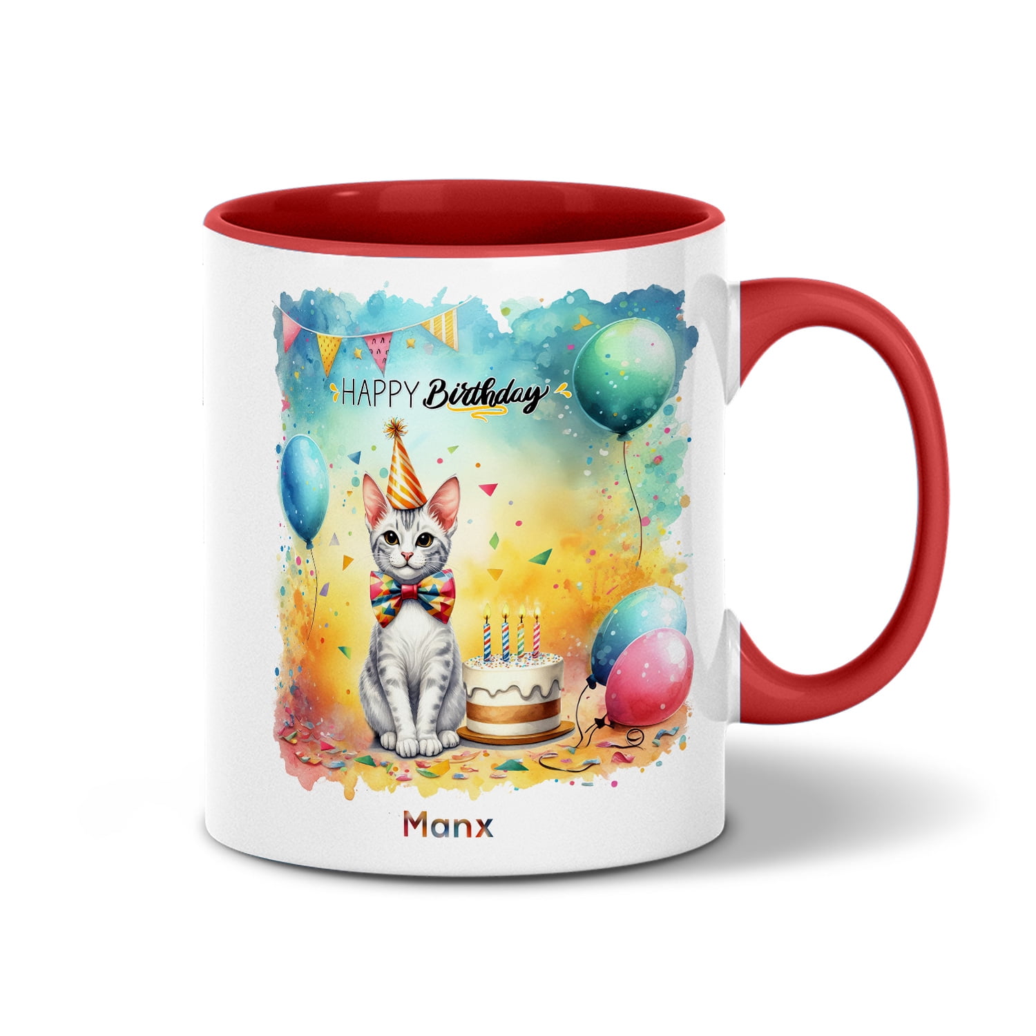 Happy Birthday to Manx Kitten Party Balloons Cake 11oz Accent Two-tone ...