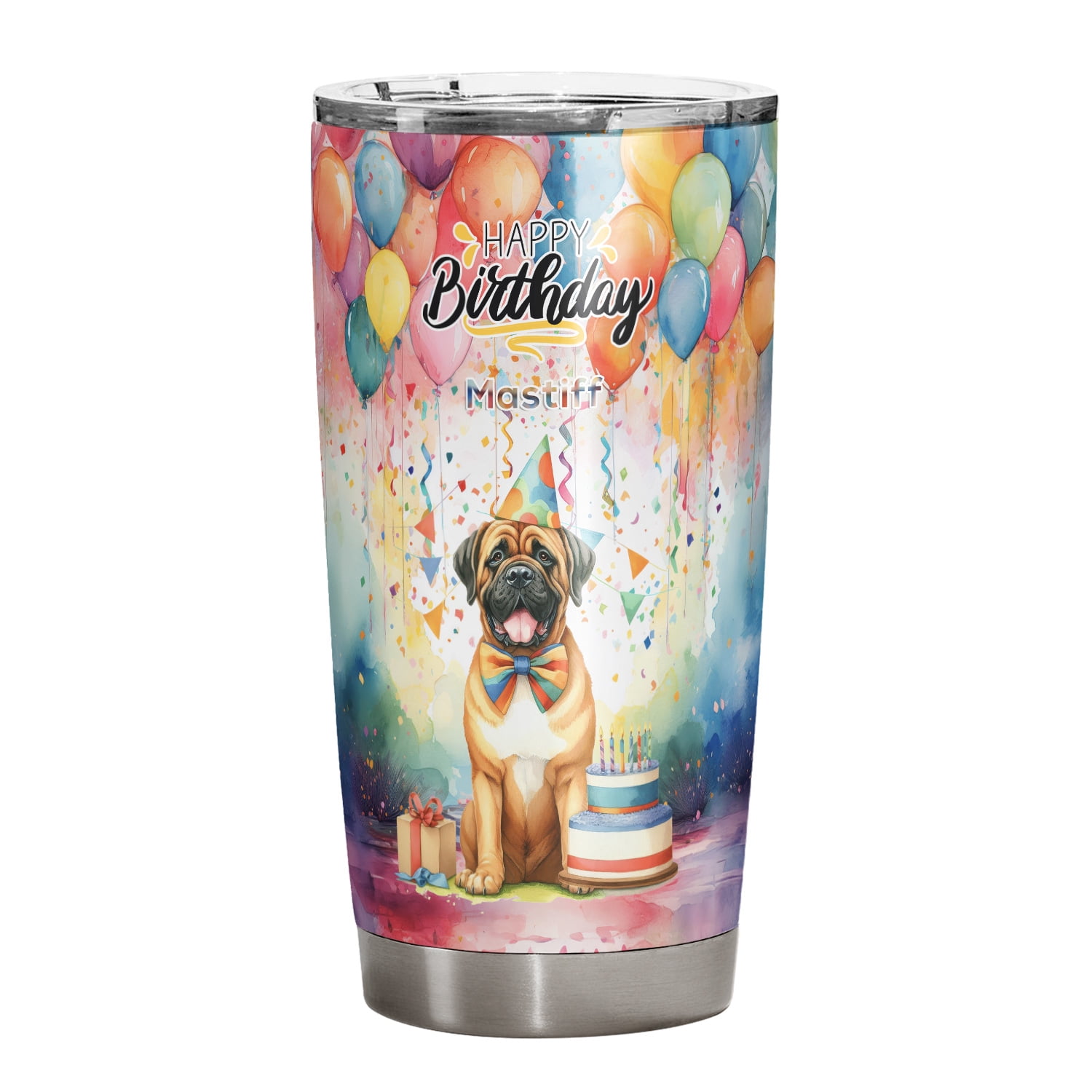 Happy Birthday to Mastiff Kitten Party Balloons Cake 20oz Stainless ...