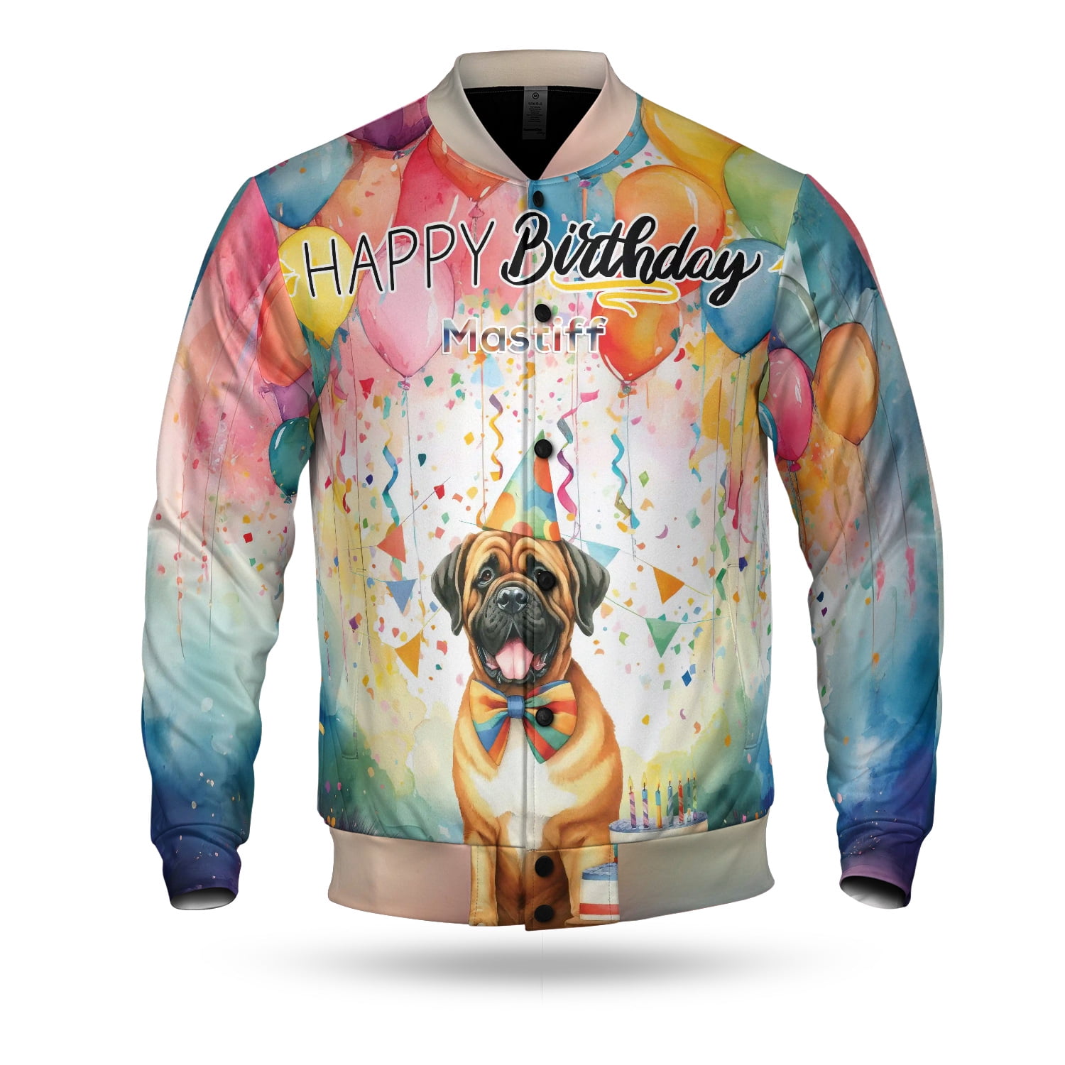 Happy Birthday to Mastiff Kitten Party Balloons Cake All Over Print 3D ...