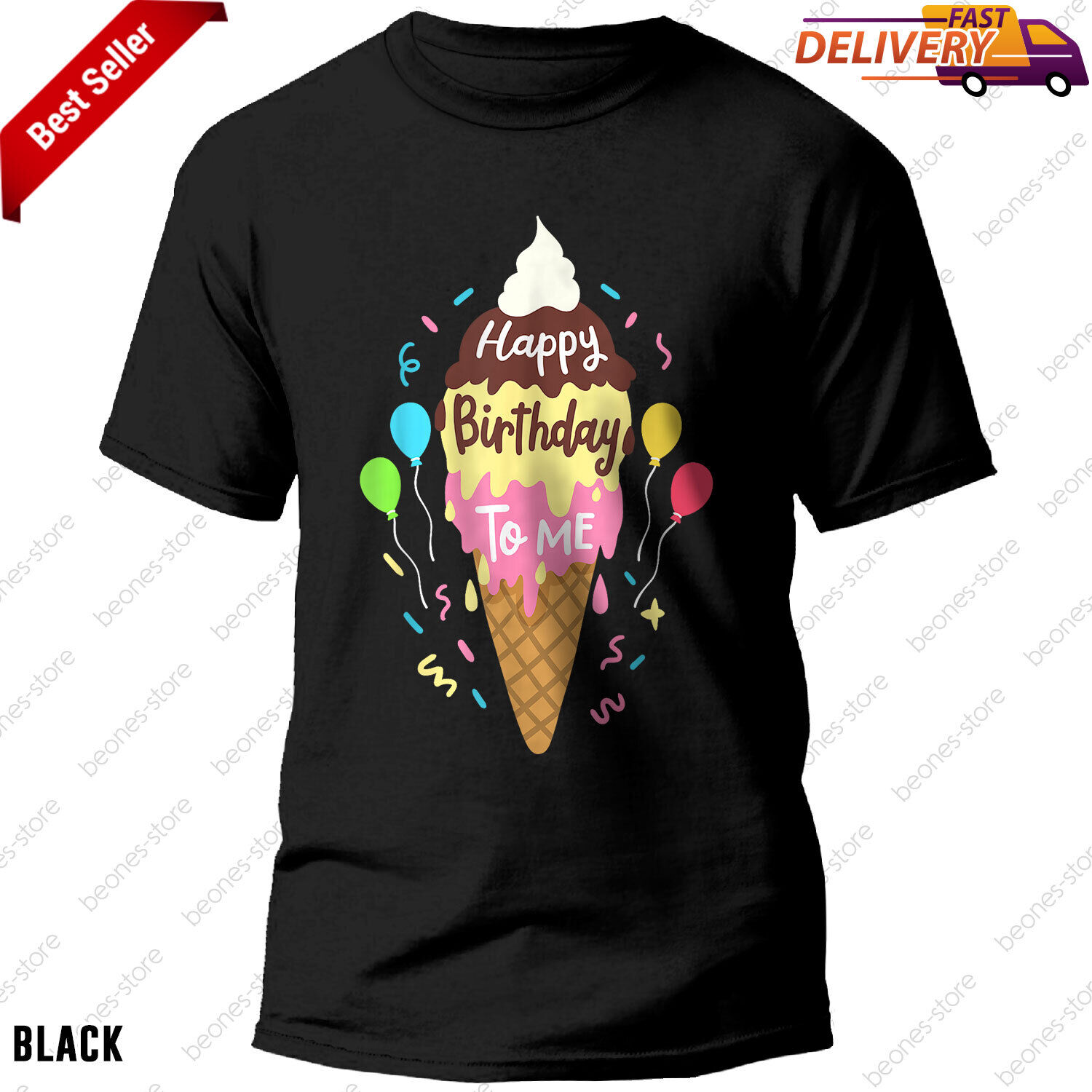 Happy Birthday to Me Ice Cream Party T-Shirt - Fun for Kids and Adults ...