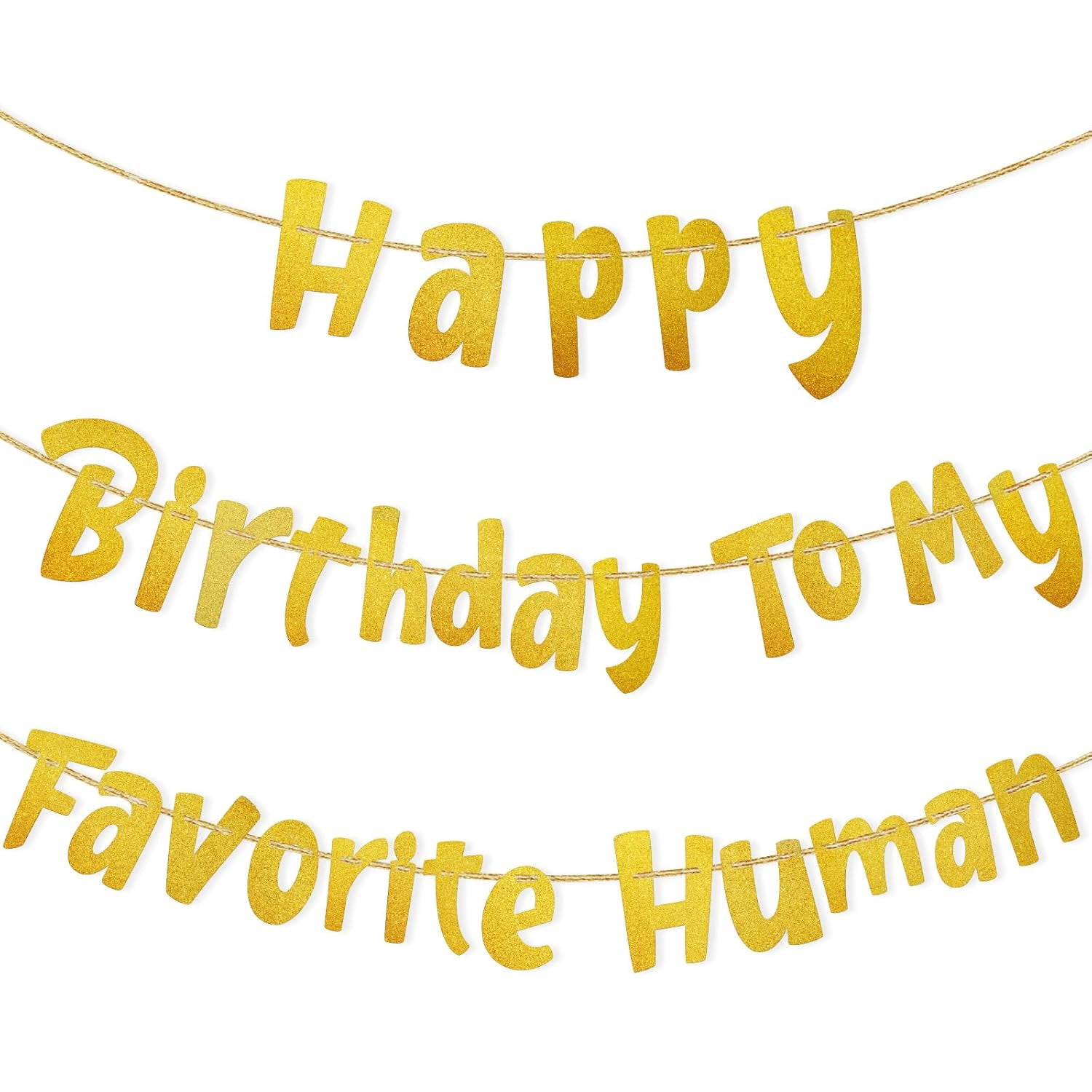 Happy Birthday to My Favorite Human Banner, Gold Things Sign Funny ...
