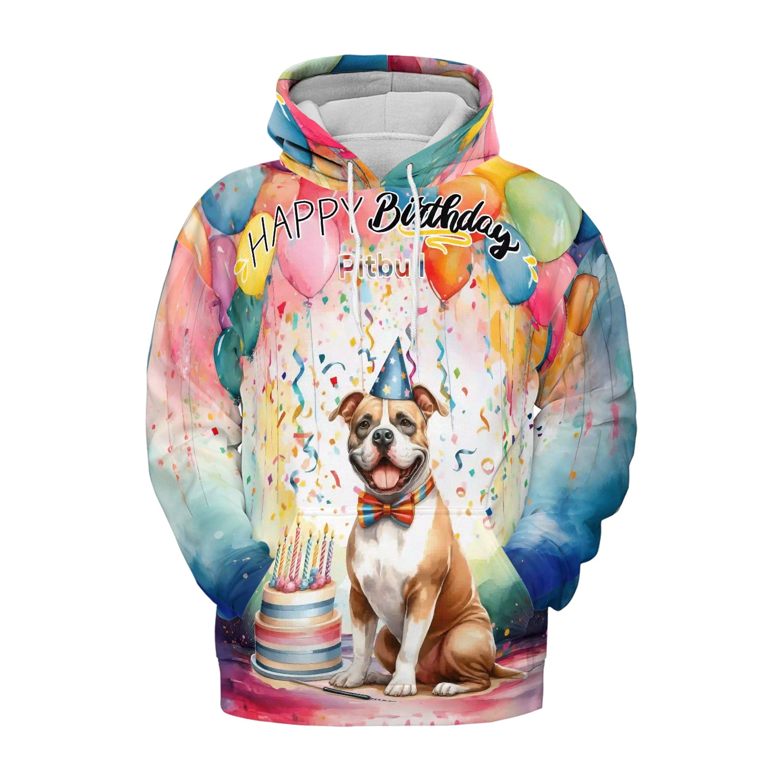 Happy Birthday to Pitbull Kitten Party Balloons Cake All Over Print 3D ...