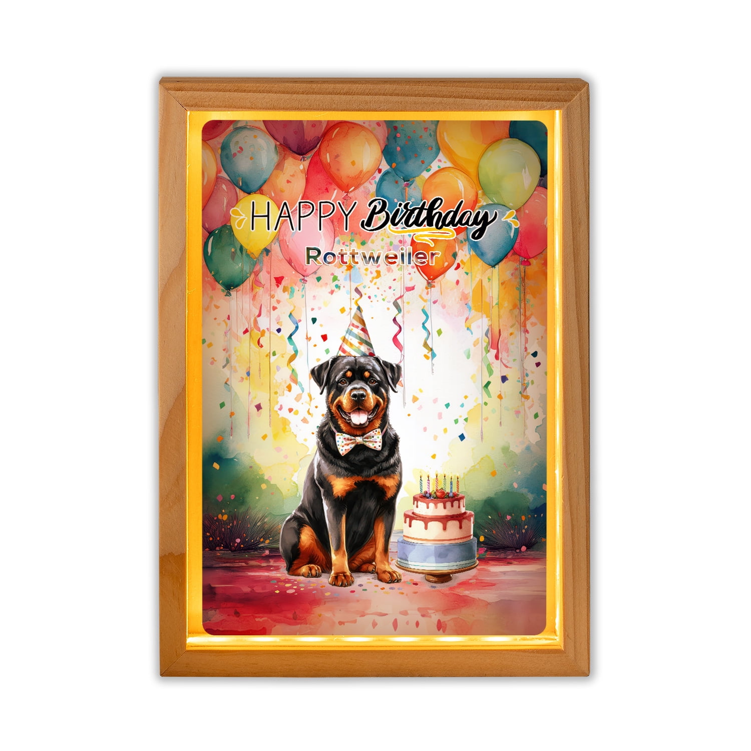 Happy Birthday to Rottweiler Kitten Party Balloons Cake Acrylic Plaque ...