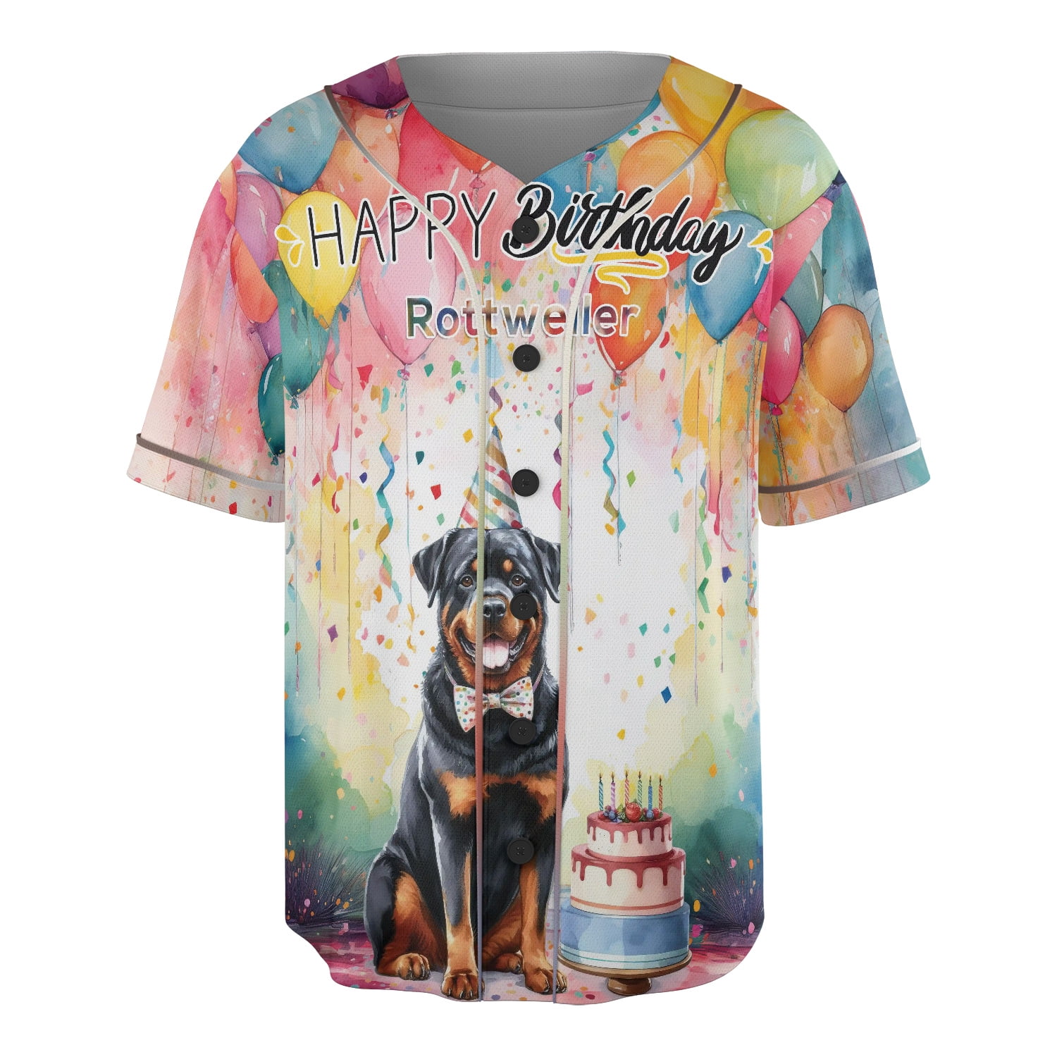 Happy Birthday to Rottweiler Kitten Party Balloons Cake All Over Print ...