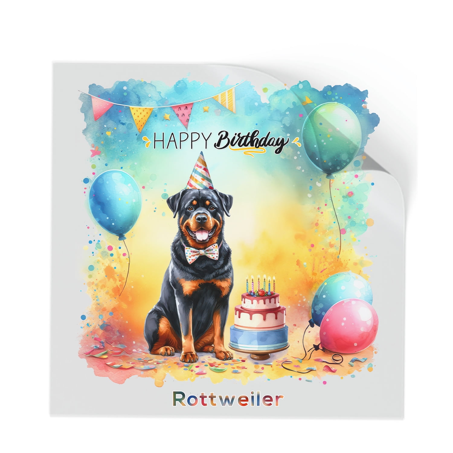 Happy Birthday to Rottweiler Kitten Party Balloons Cake Cutout Transfer ...