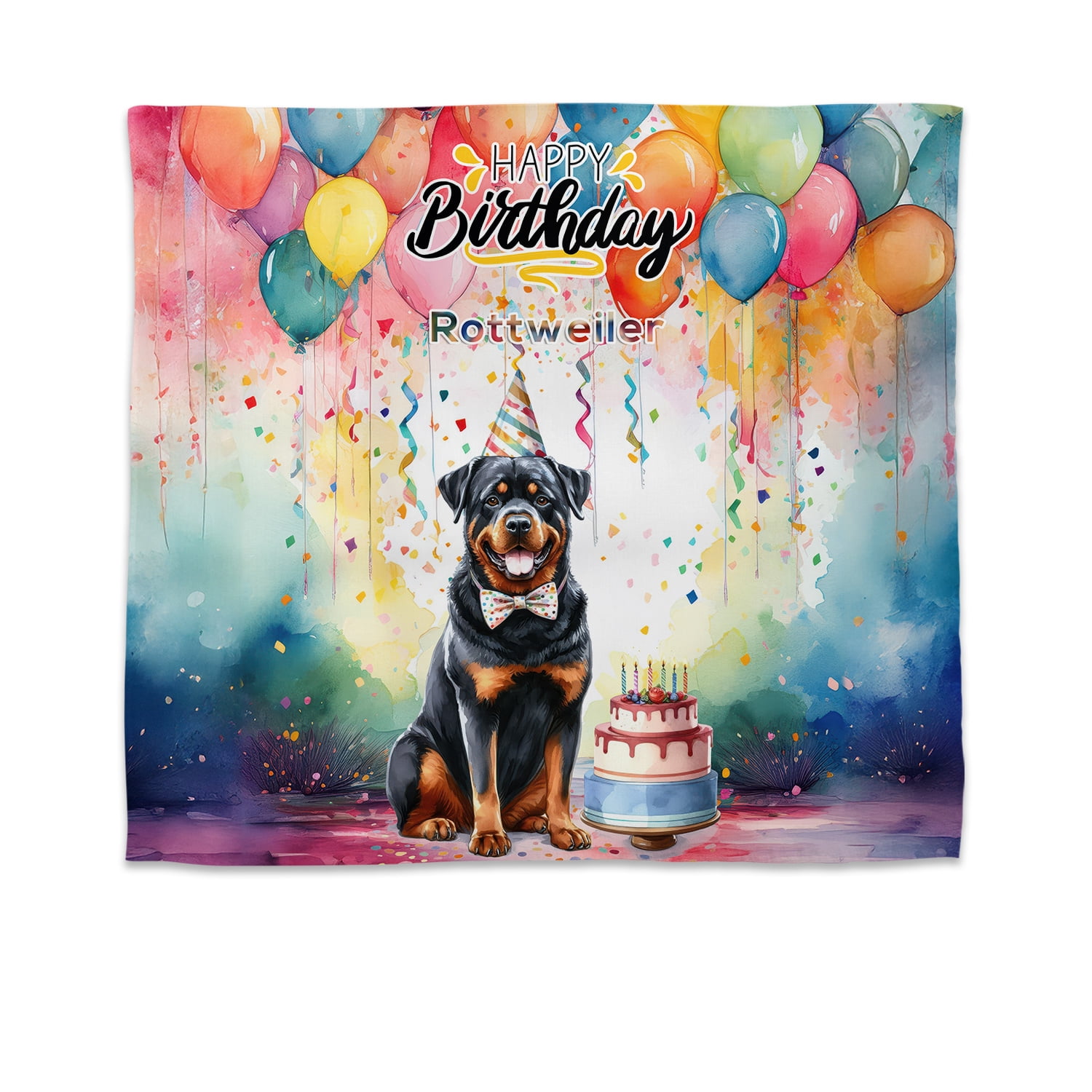 Happy Birthday to Rottweiler Kitten Party Balloons Cake Tapestry Rottie ...