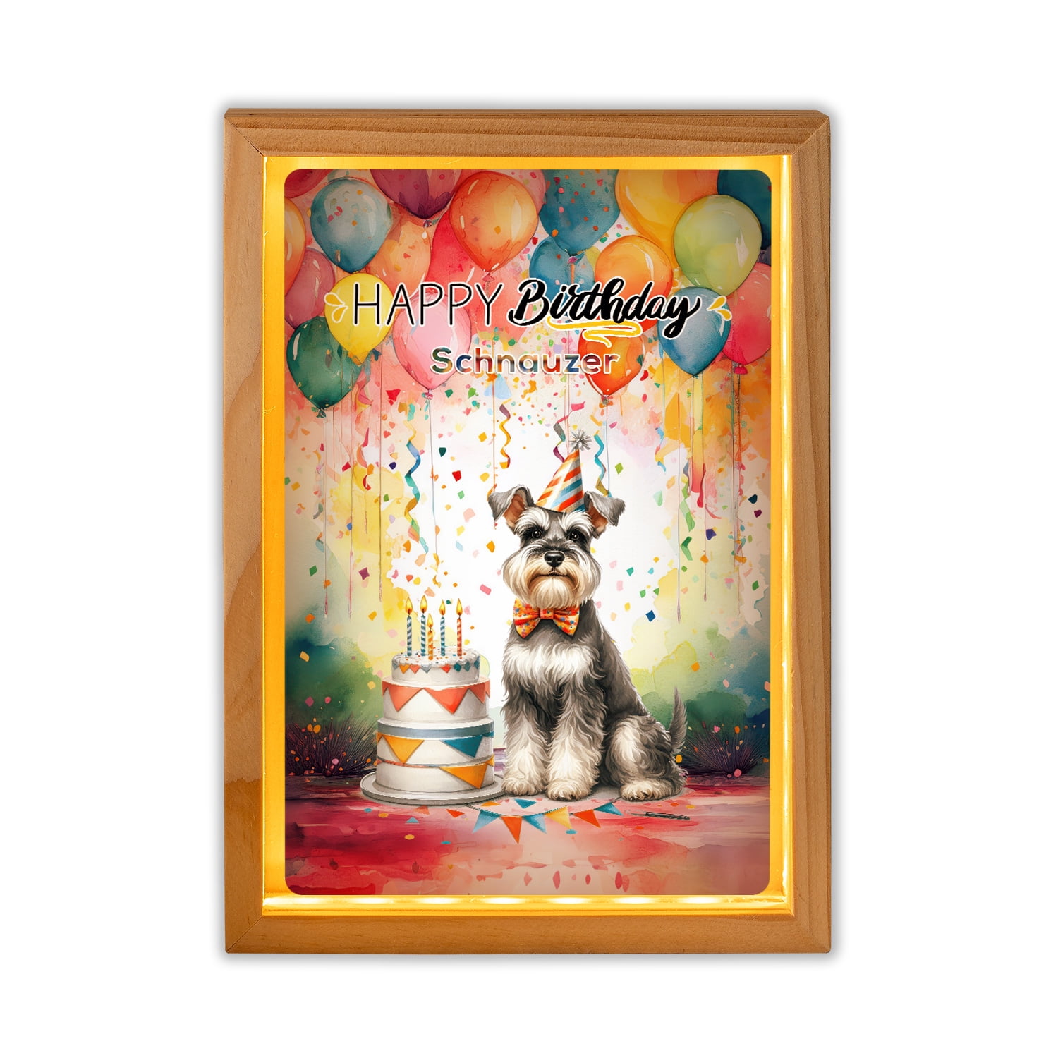 Happy Birthday to Schnauzer Kitten Party Balloons Cake Acrylic Plaque ...
