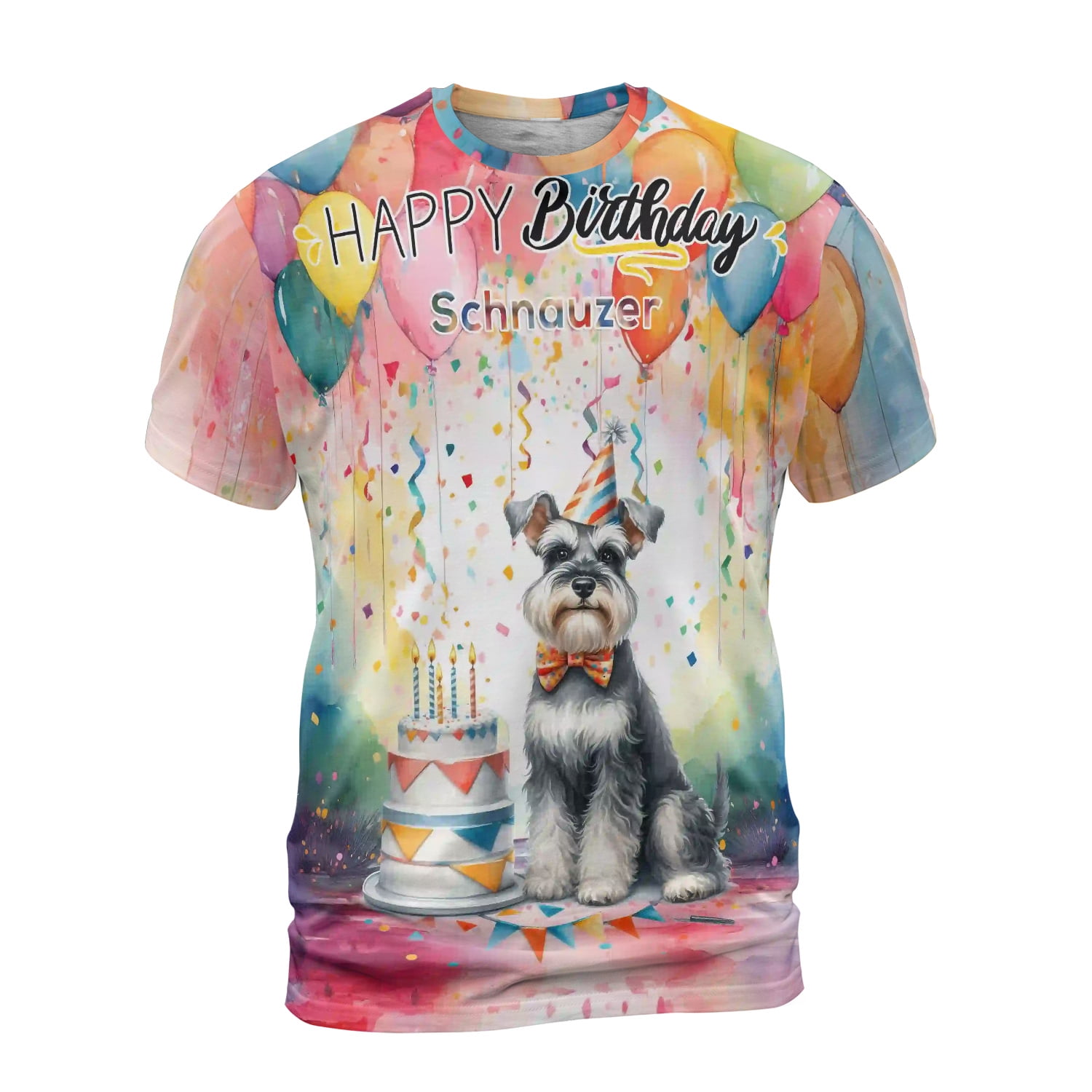 Happy Birthday to Schnauzer Kitten Party Balloons Cake All Over Print ...