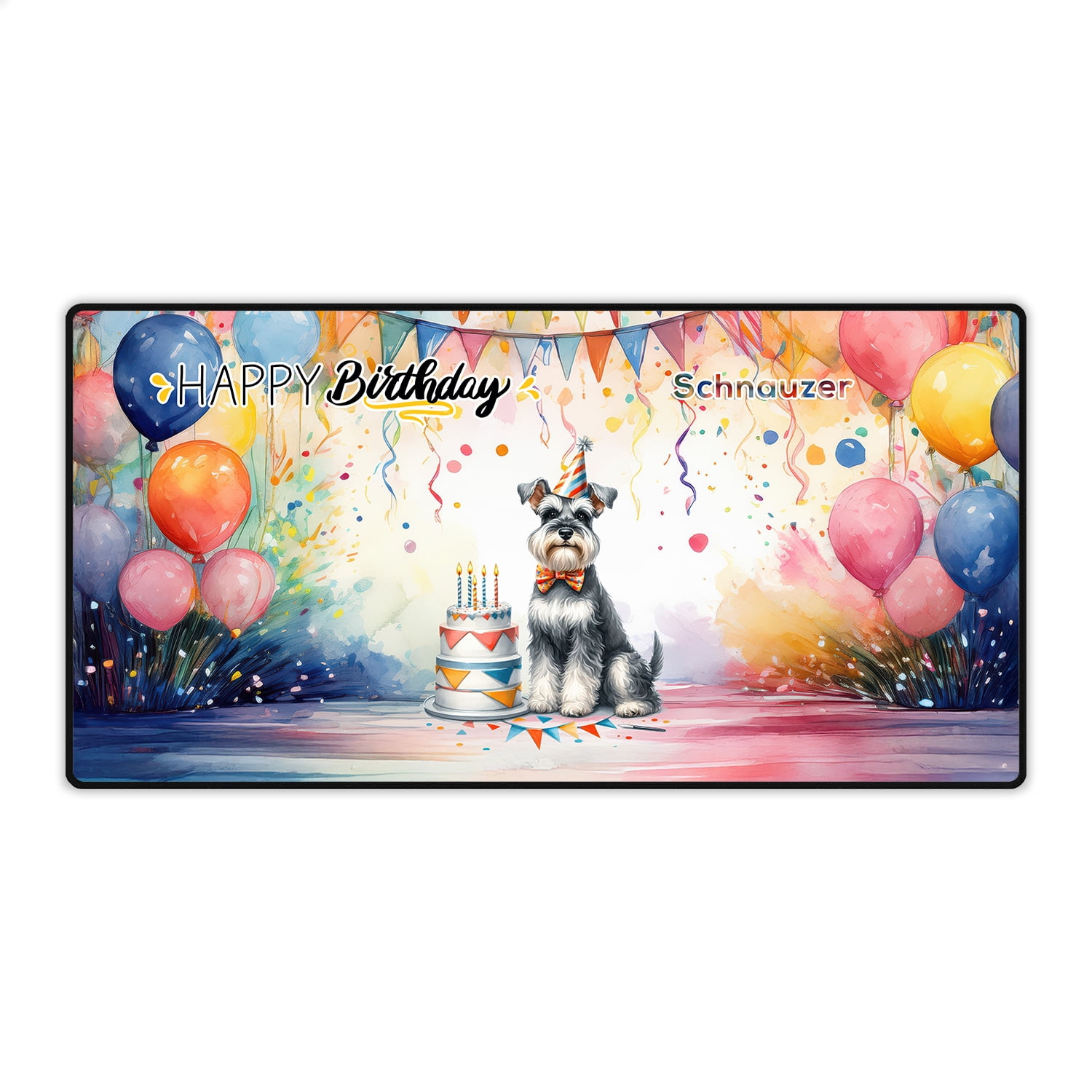 Happy Birthday to Schnauzer Kitten Party Balloons Cake Desk Mat Full ...