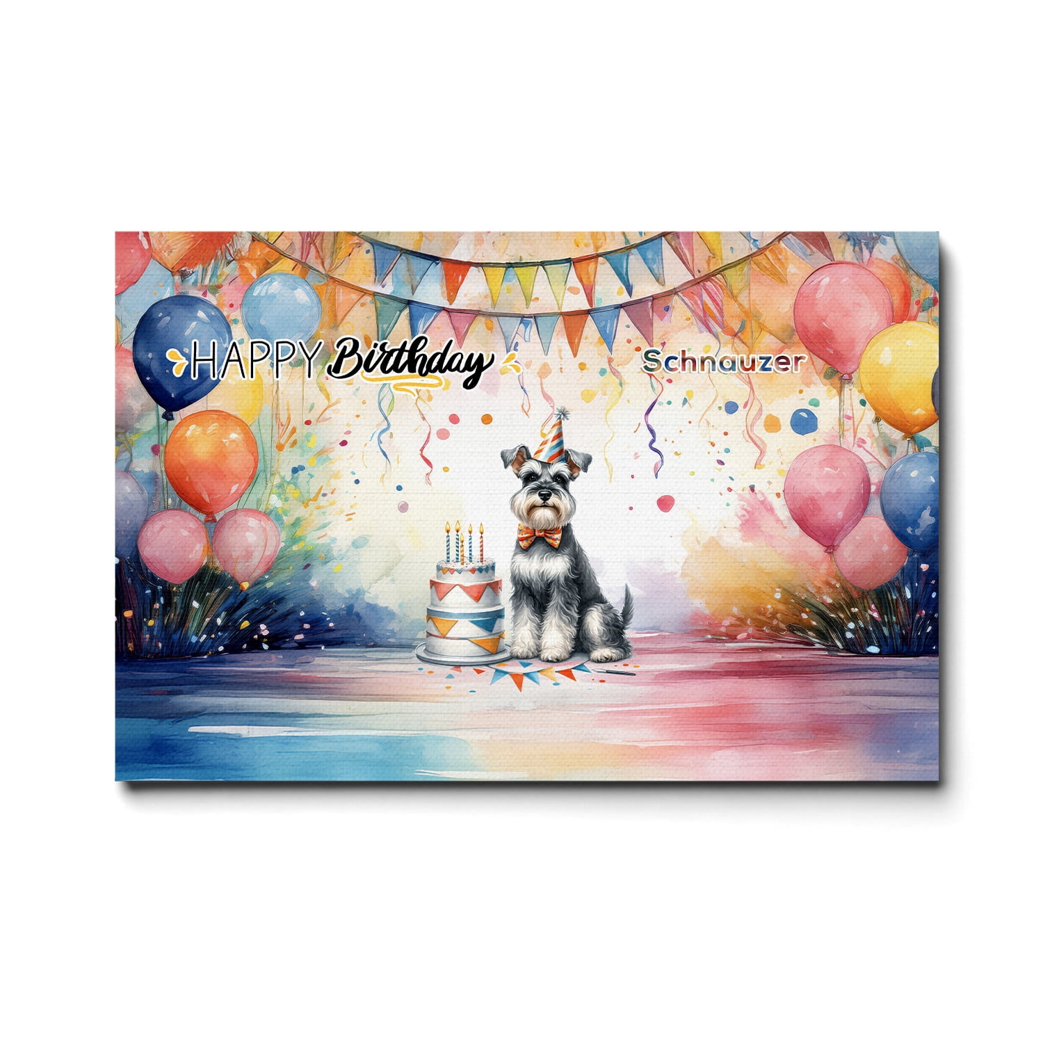 Happy Birthday to Schnauzer Kitten Party Balloons Cake Horizontal Matte ...