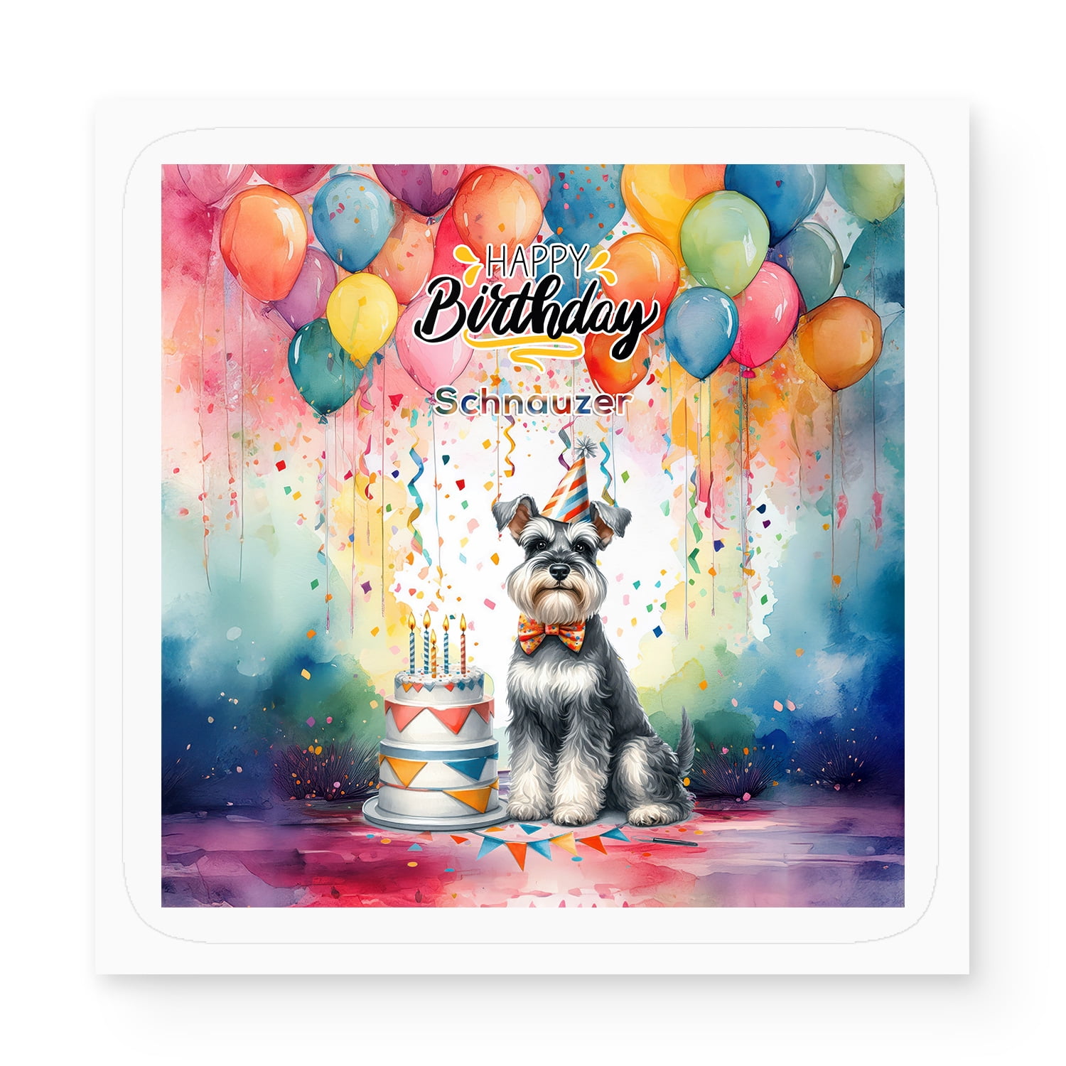 Happy Birthday to Schnauzer Kitten Party Balloons Cake Vinyl Sticker ...