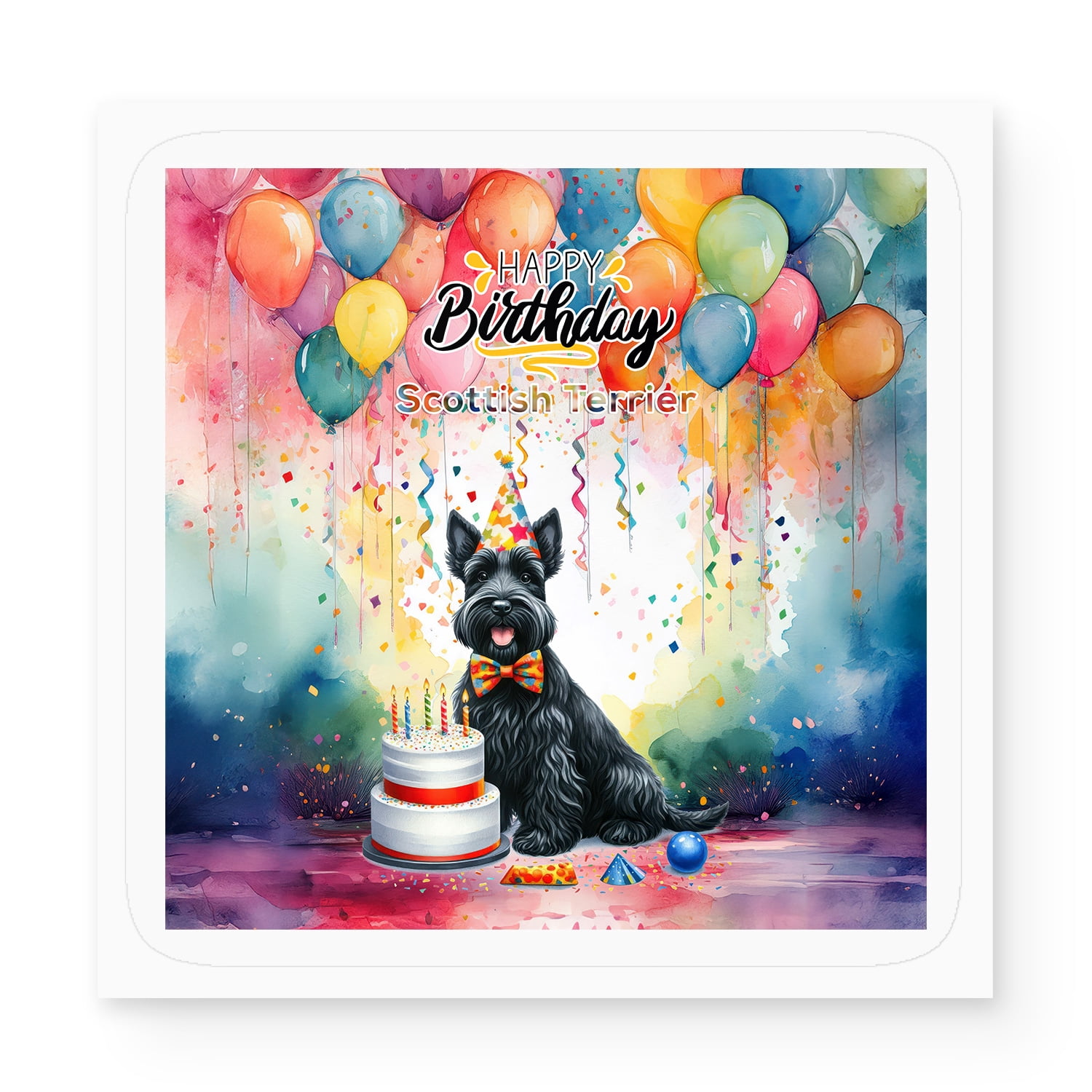 Happy Birthday to Scottish Terrier Kitten Party Balloons Cake Vinyl ...