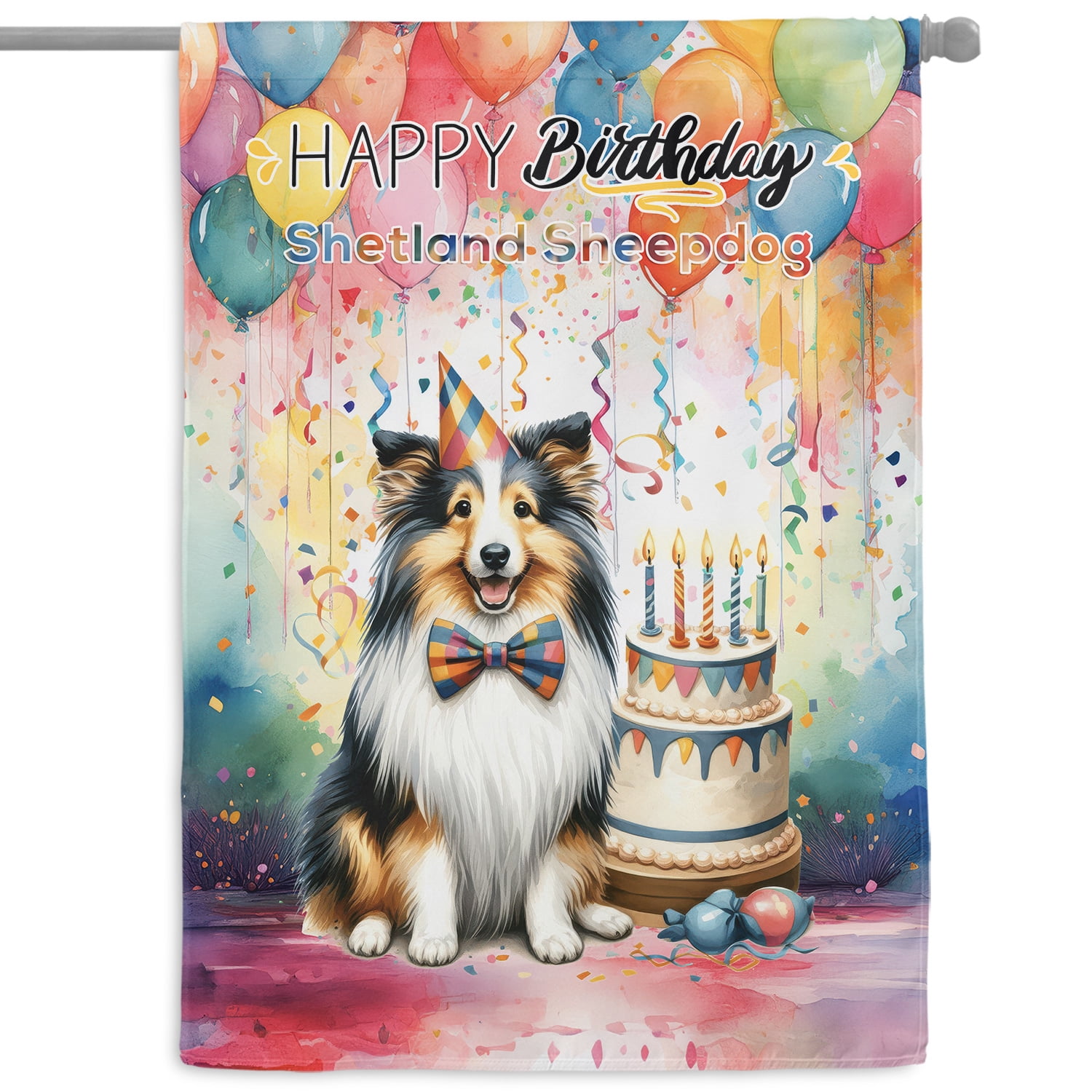Happy Birthday to Shetland Sheepdog Kitten Party Balloons Cake House ...