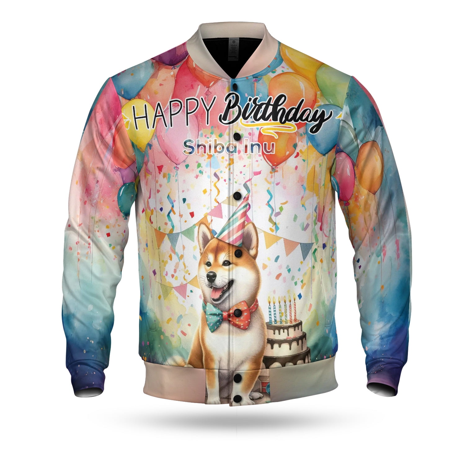 Happy Birthday to Shiba Inu Kitten Party Balloons Cake All Over Print ...