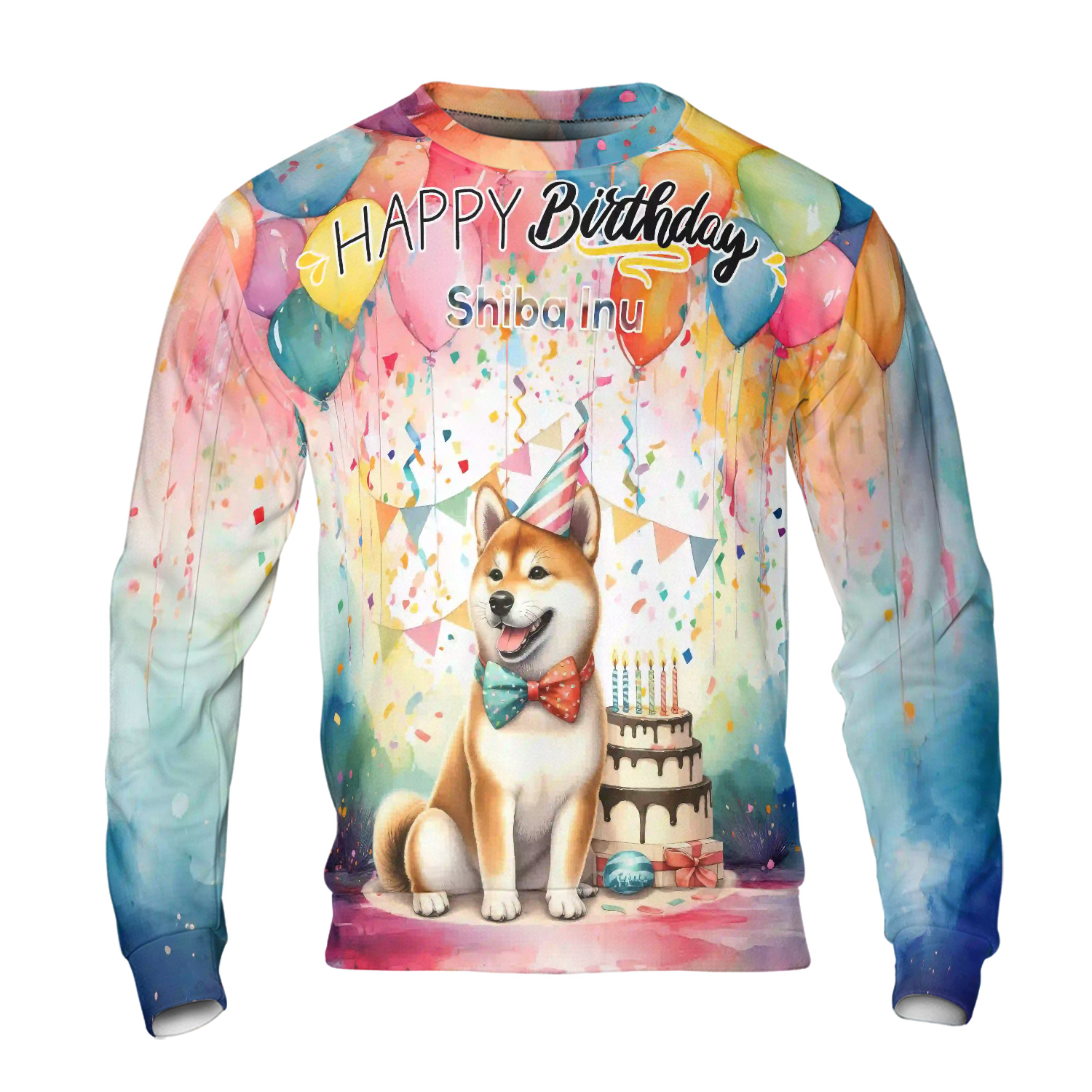 Happy Birthday to Shiba Inu Kitten Party Balloons Cake All Over Print ...
