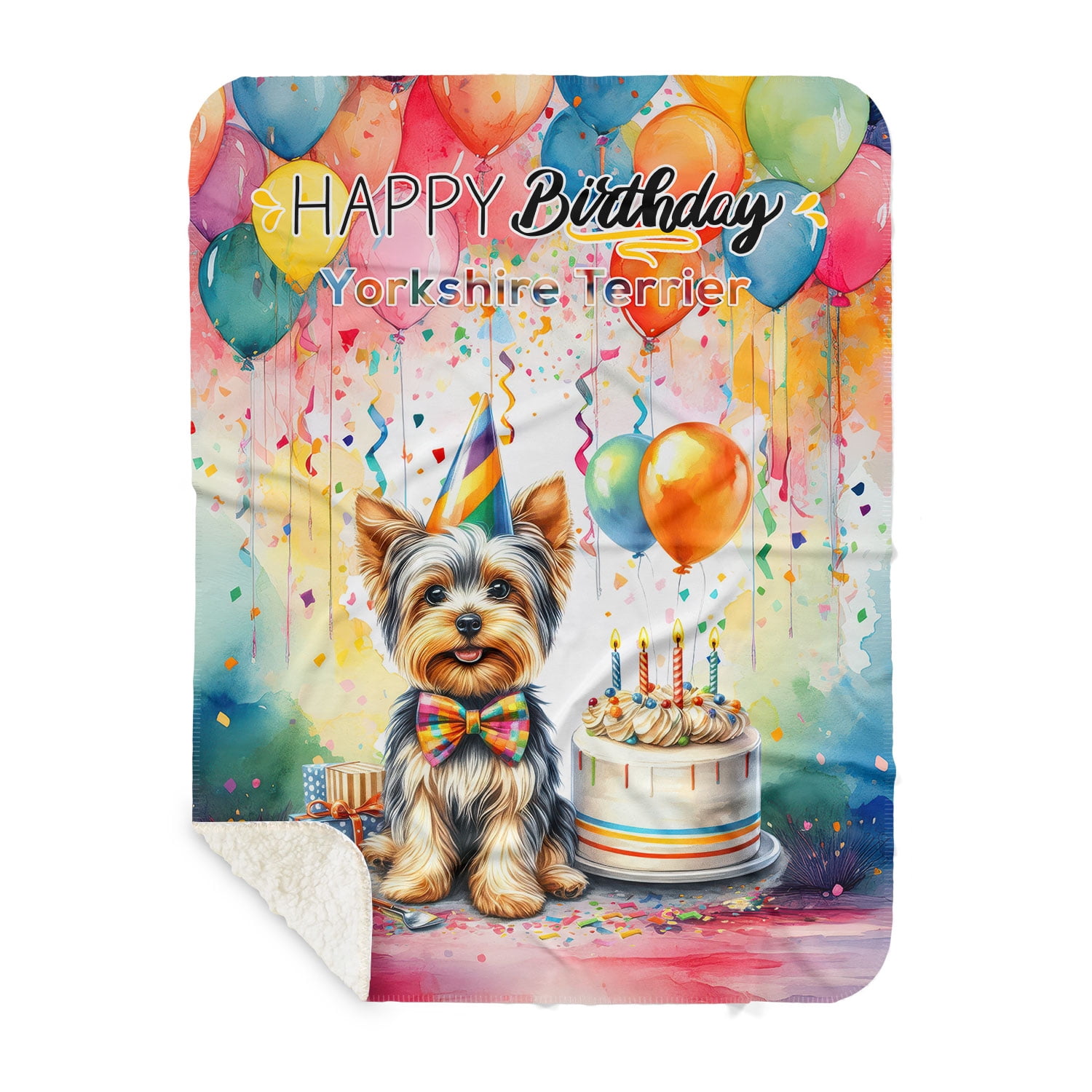Happy Birthday to Yorkshire Terrier Kitten Party Balloons Cake Cozy ...